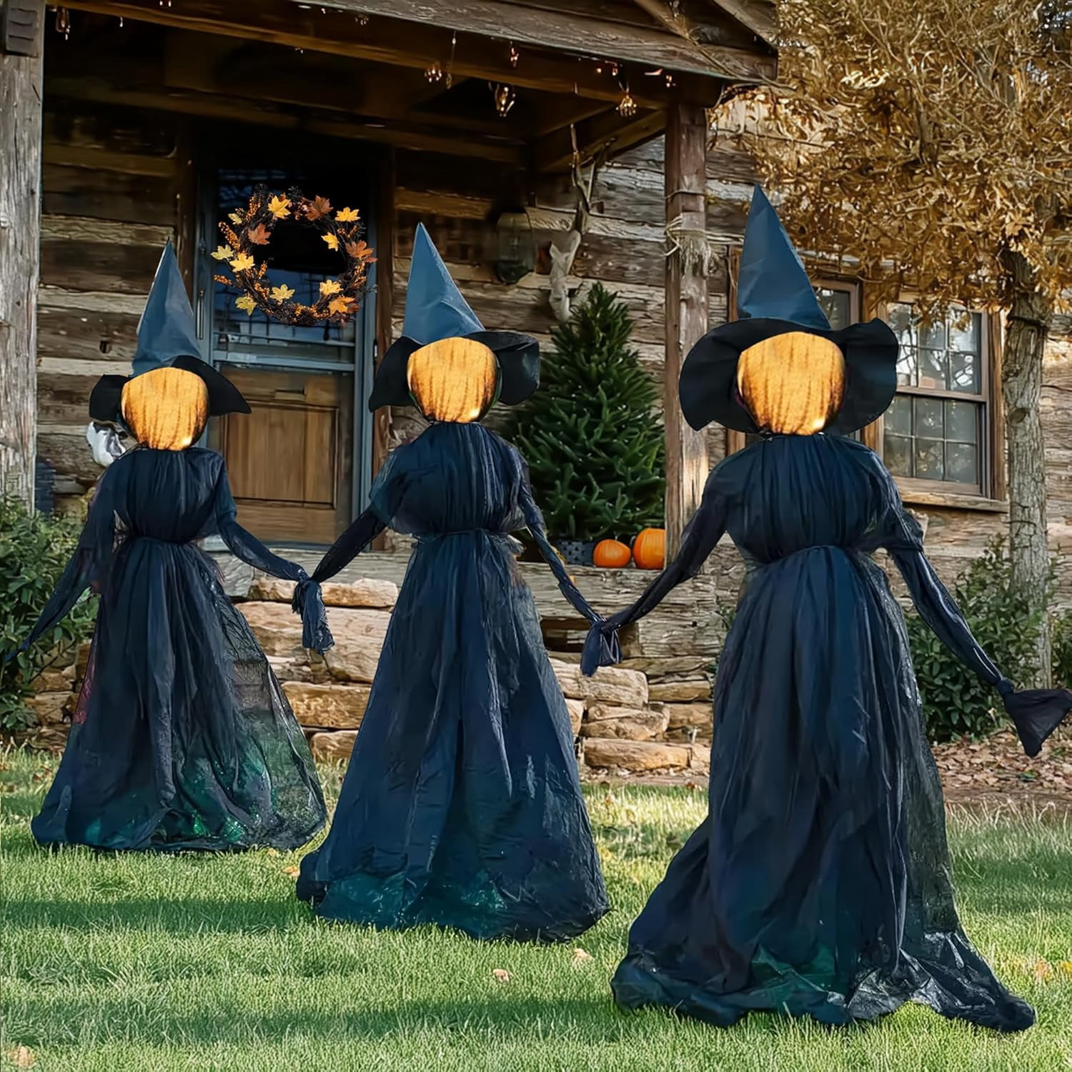 Halloween Witch Decorations Outdoor, 5 FT Set of 3 Holding Hands ...