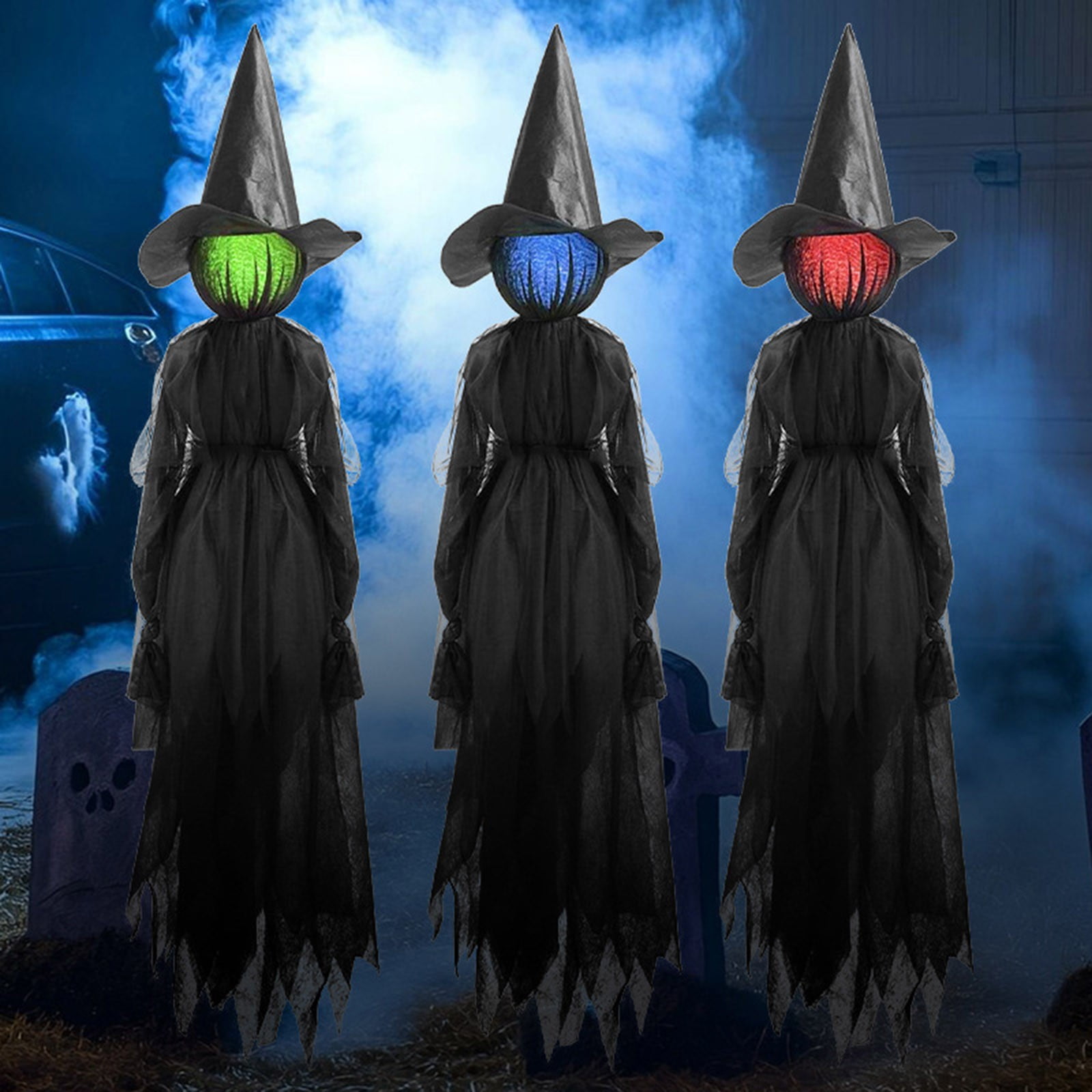 Halloween Witch Decorations Outdoor, 5 FT Set of 3 Witch Stakes with ...