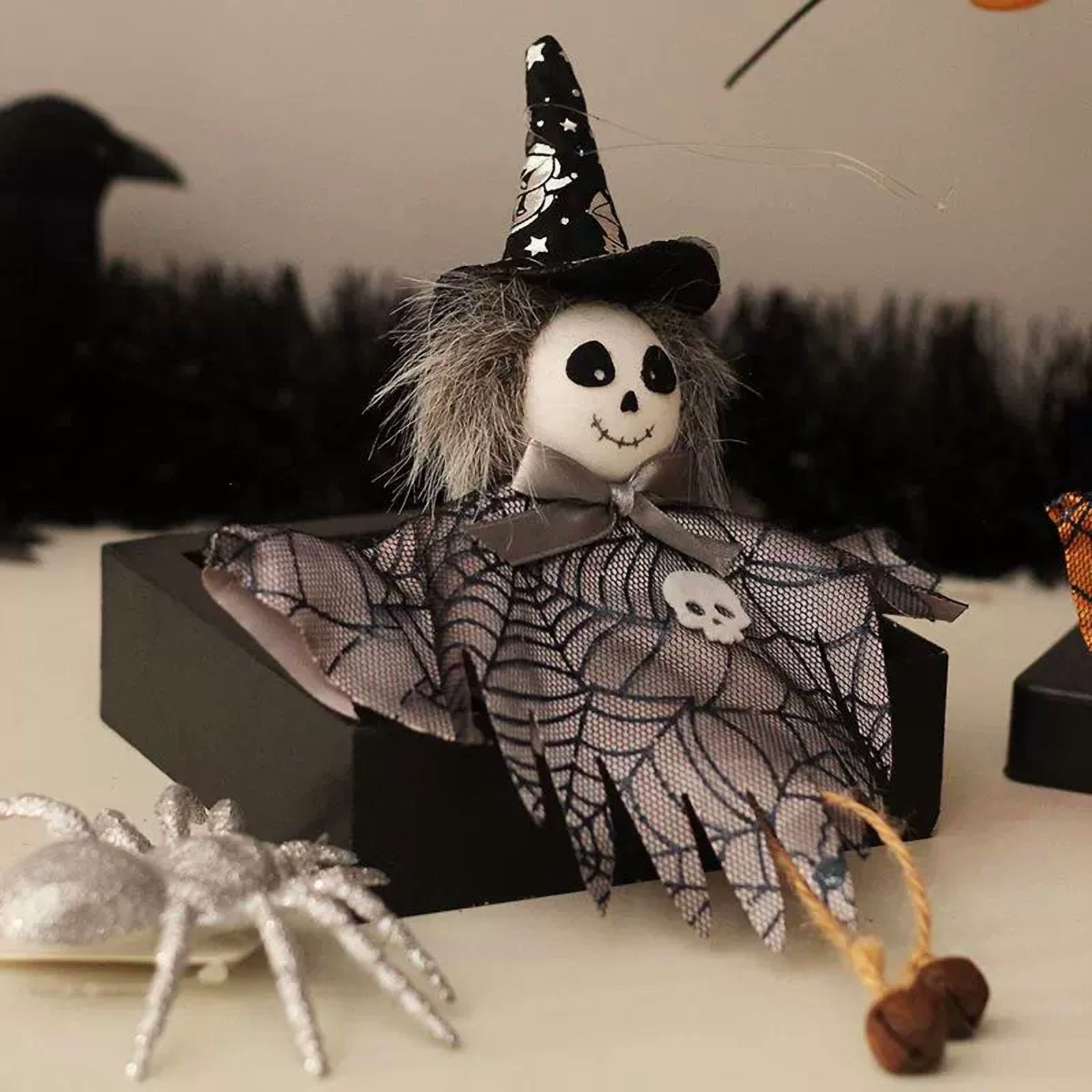 Halloween Witch Dolls Pendants, 10.6" Horror Skull Pumpkin Witch Action ...
