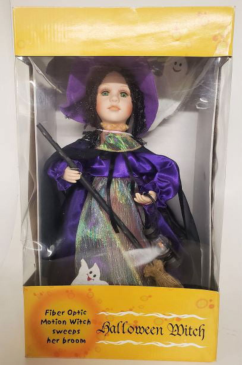 Halloween Witch Fiber Optic - Motion Witch Sweeps Her Broom - Walmart.com