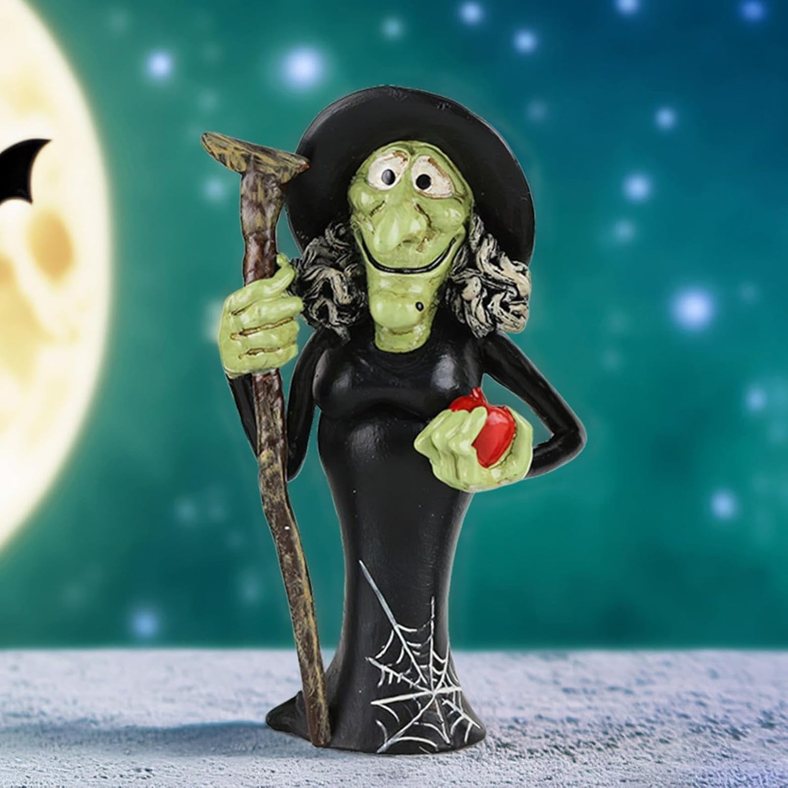 Halloween Witch Figurine Set with Glowing Cauldron – Resin Halloween ...