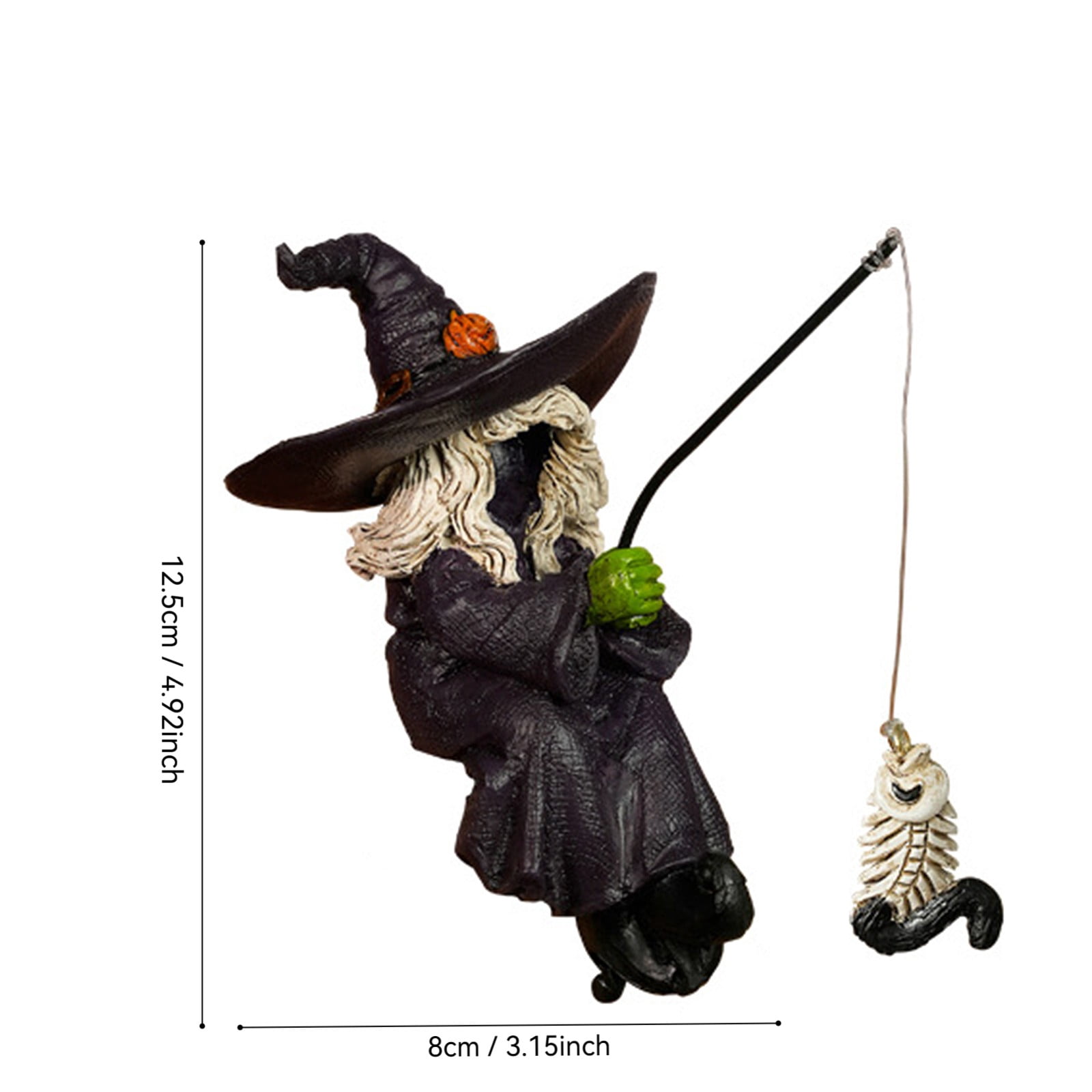 Halloween, Witch Fishing Figurine, Spooky Horror Ornaments With ...