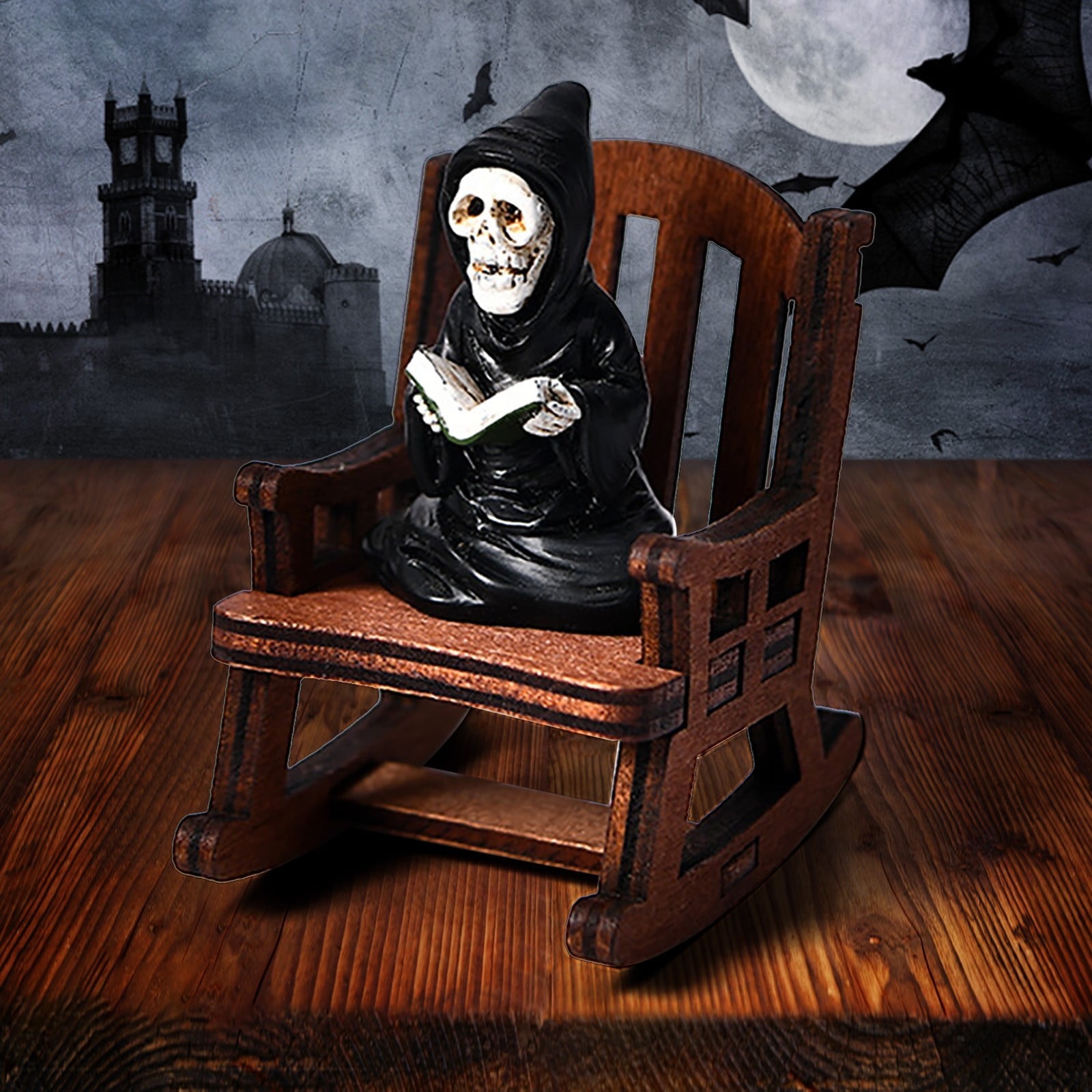 Halloween Witch & Ghost Rocking Chair Ornament Cute Small Rocking Chair ...