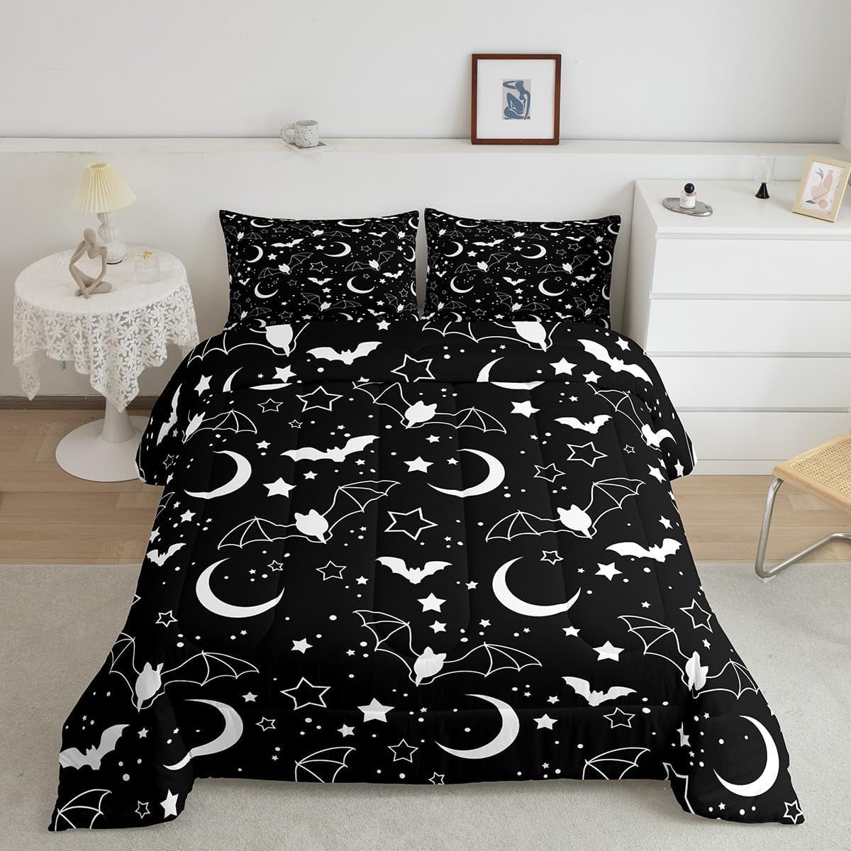 Halloween Witch Hat Comforter Set Red Rose Bedding Set for Adults Teens ...