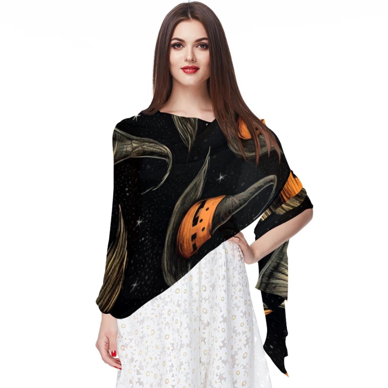 Halloween Witch Hat Translucent Chiffon Yarn Silk Scarf - Lightweight ...