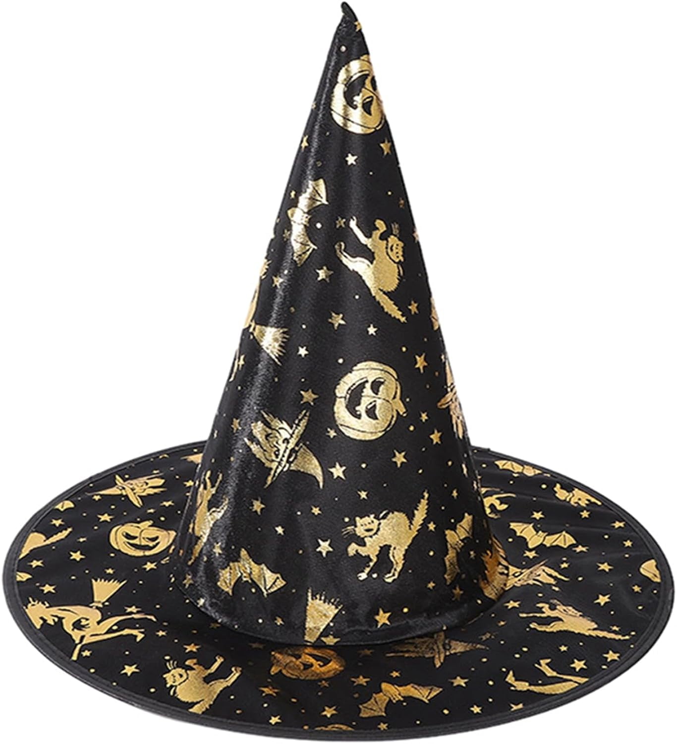 Halloween Witch Hat for Women, Black Wide Brim Extra Large Witch Hat ...