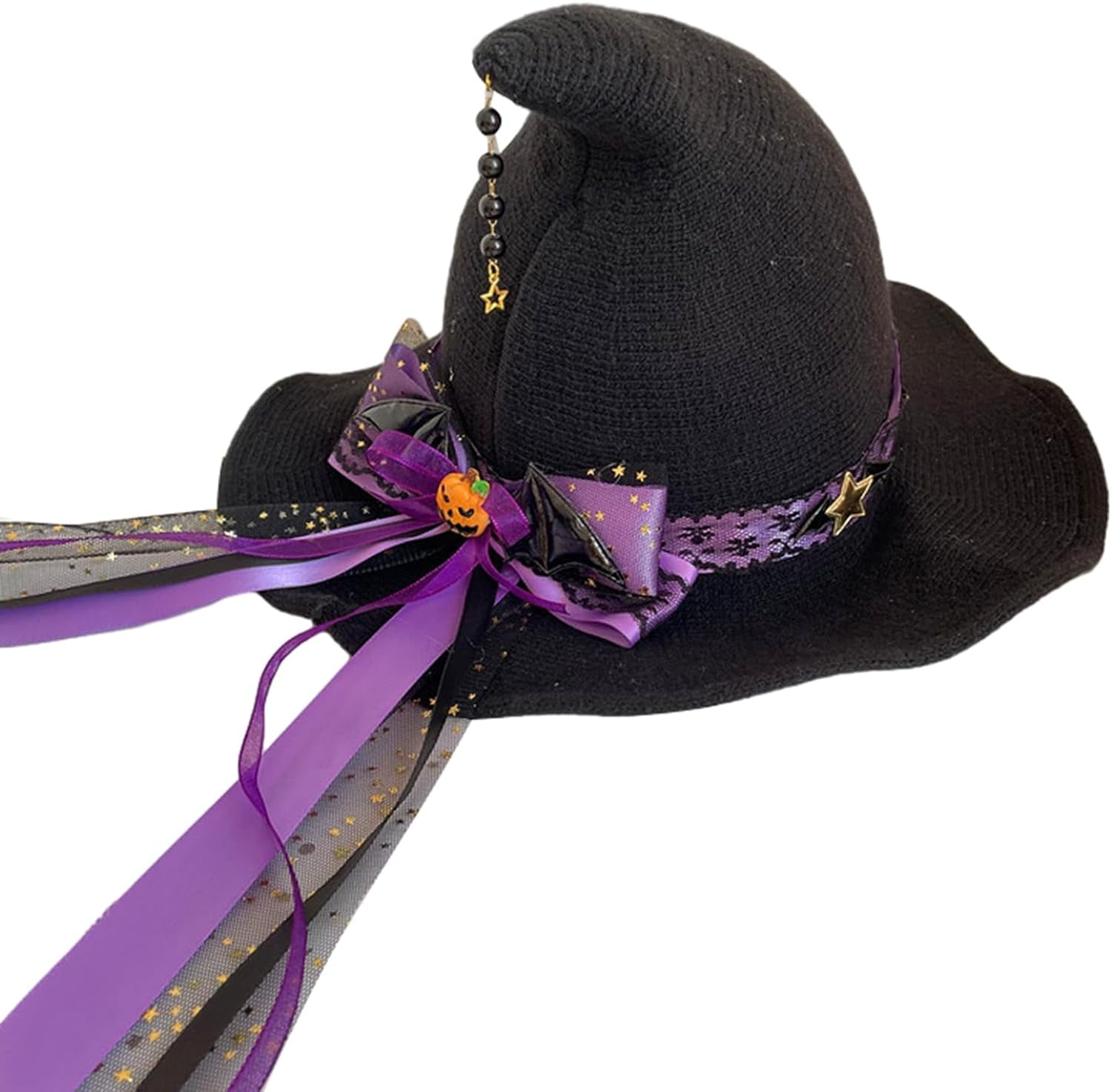 Halloween Witch Hat for Women, Black Wide Brim Extra Large Witch Hat ...