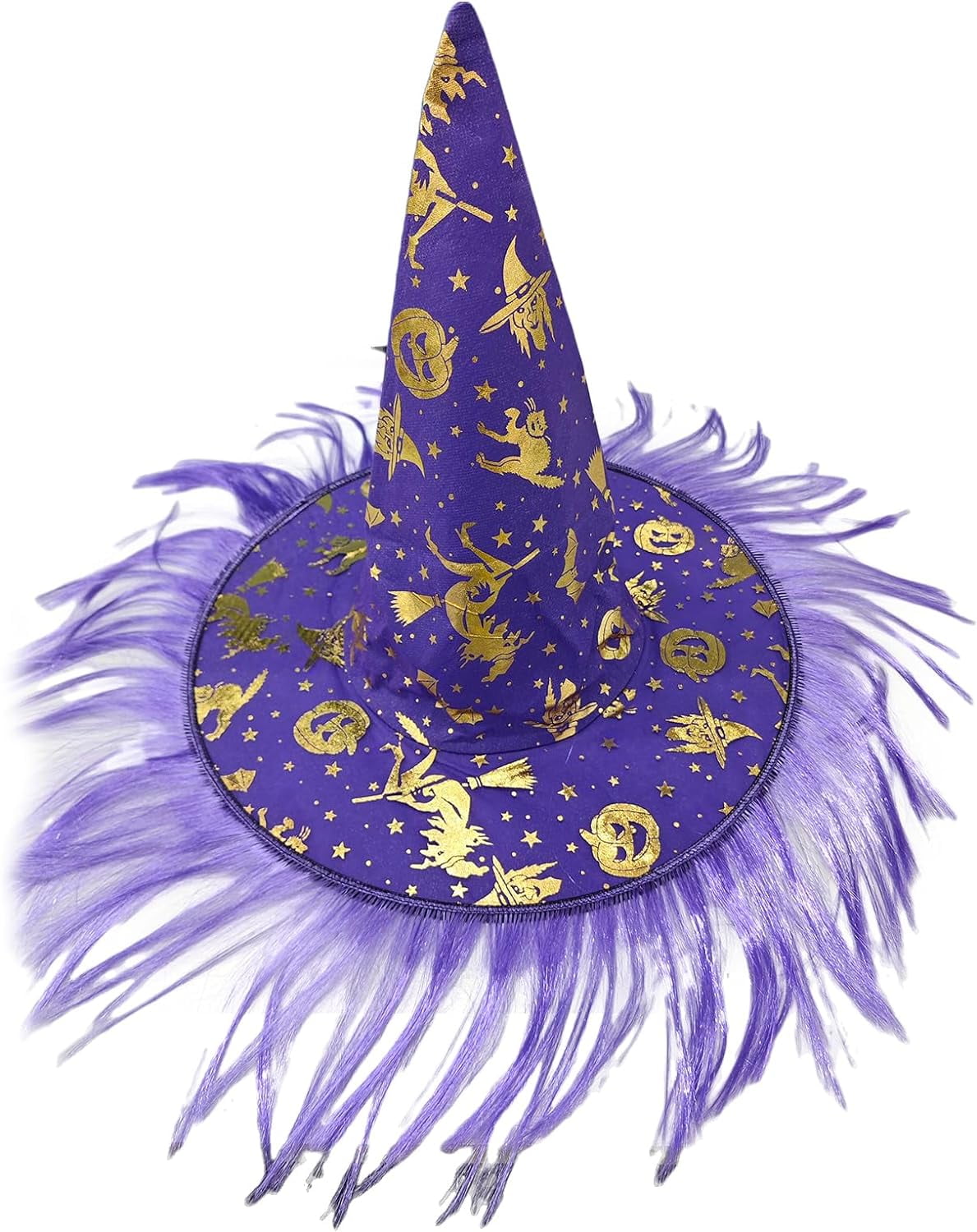 Halloween Witch Hat for Women, Black Wide Brim Extra Large Witch Hat ...