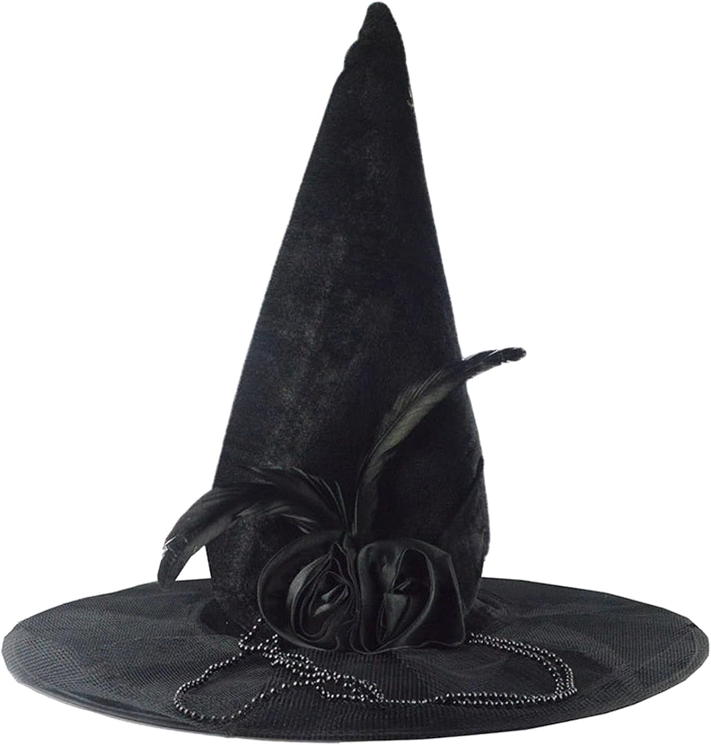 Halloween Witch Hat for Women, Black Wide Brim Extra Large Witch Hat ...