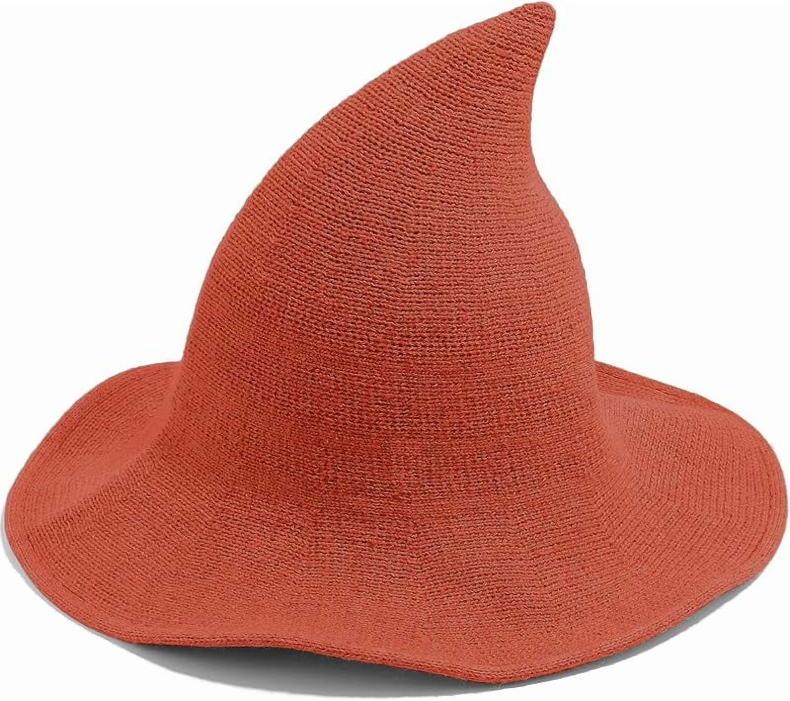 Halloween Witch Hat for Women Wide Brim Foldable Halloween Wool Hats ...