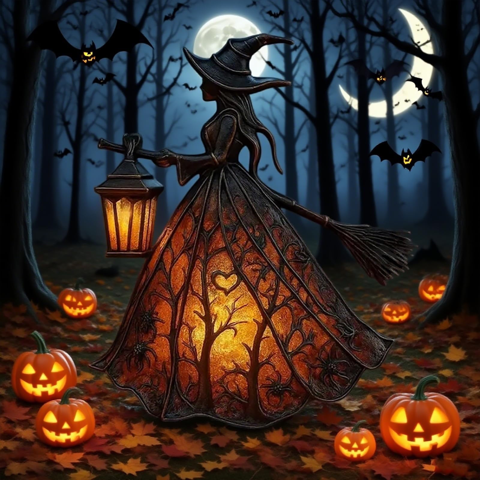 Halloween Witch Lamp - Witchy Lamp with Witch Hat Design, Halloween ...