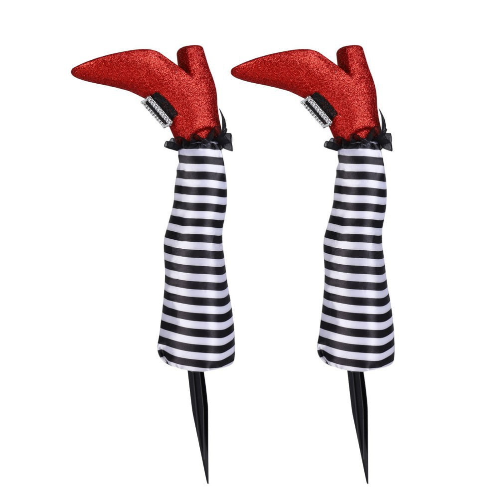 Halloween Witch Leg Decorations, 2pcs Upside Down Stripe Witch Legs ...