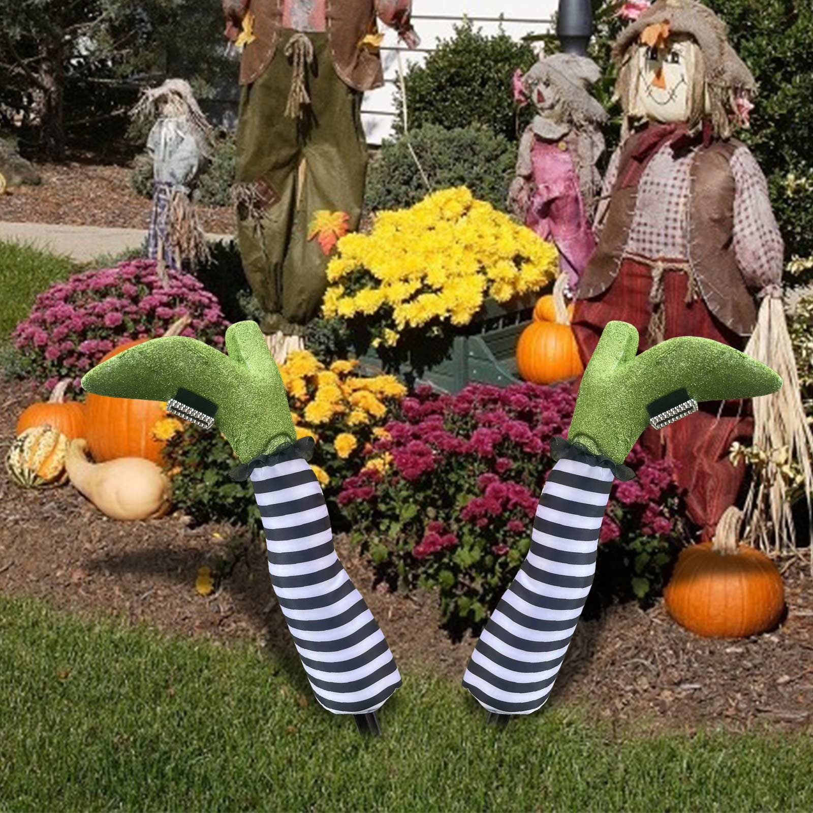 Halloween Witch Leg Yard Stakes,2 Pcs White Hallloween Upside Down ...