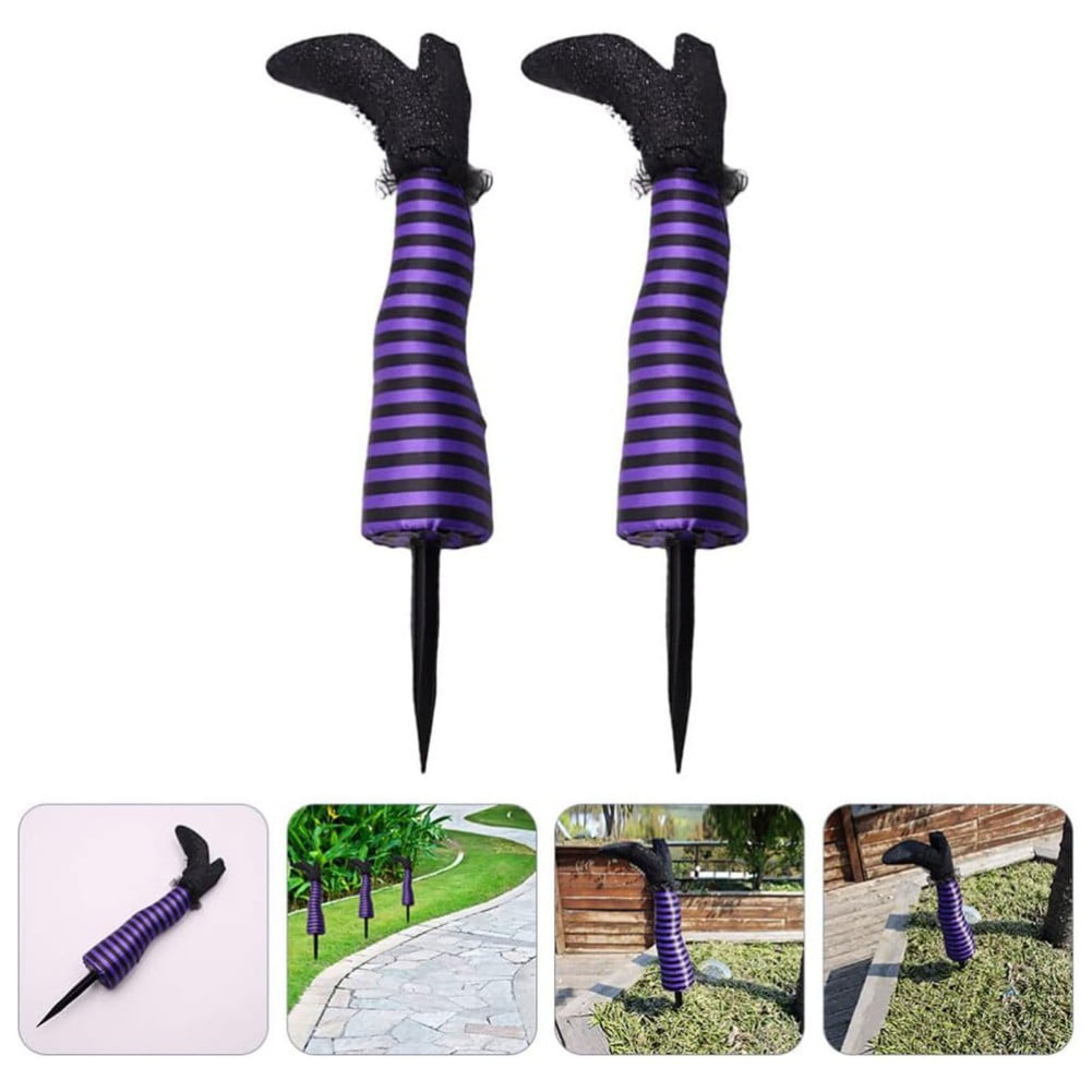 Halloween Witch Legs Yard Stakes, Purple with Witch - Pack of 2 ...