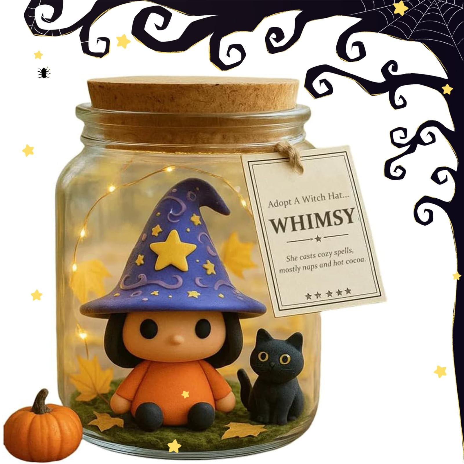 Halloween Witch & Magical Cat Figurine, Creative Witch Meets Enchanted ...