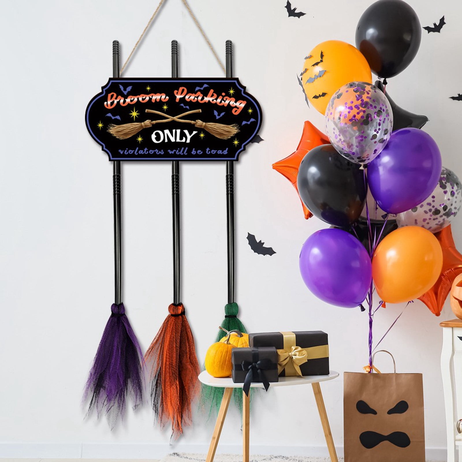 Halloween Witch Parking Sign - Broomstick Parking Only Hanging Decor ...