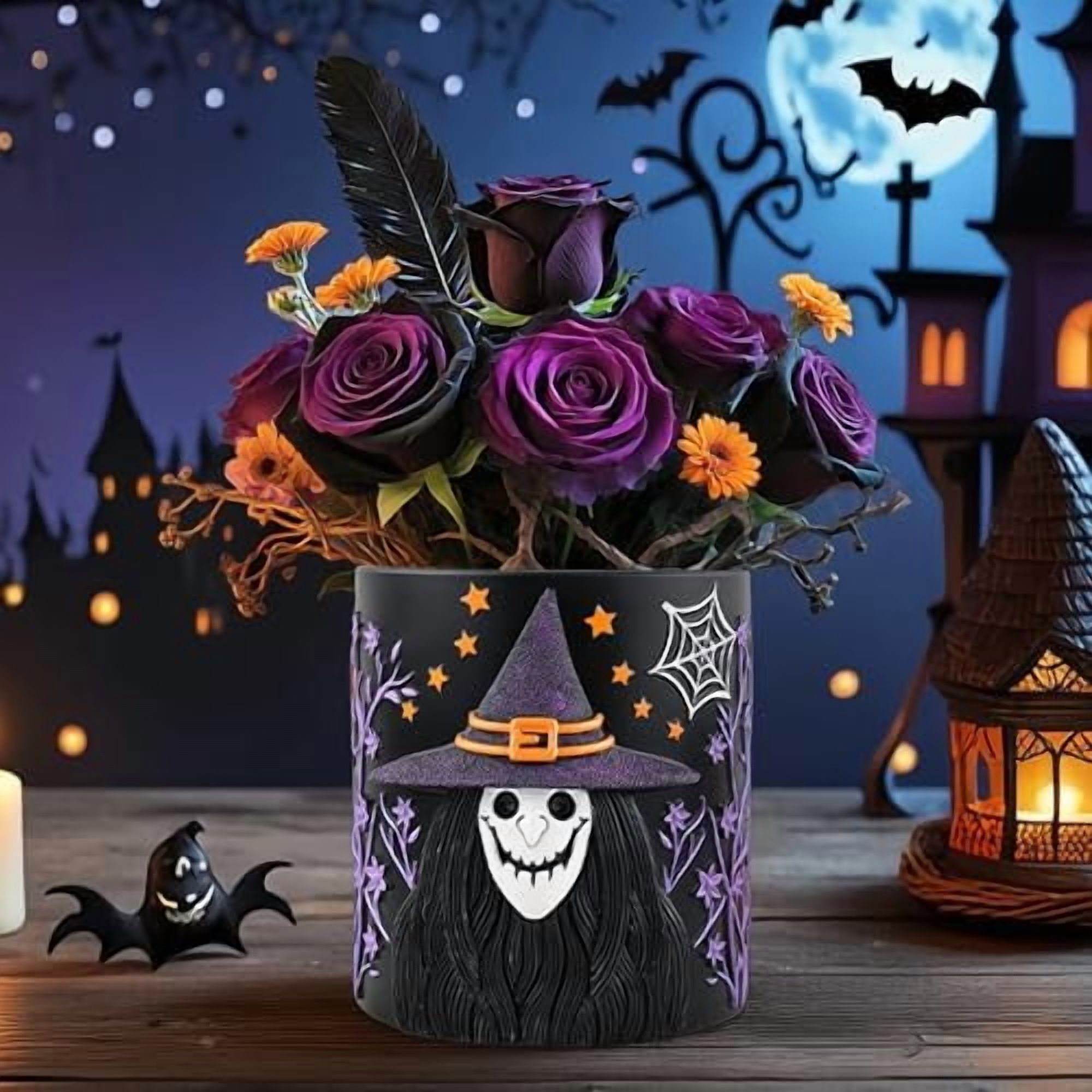Halloween Witch Plant Pots - Unique Planters Flower Pots with Drainage ...