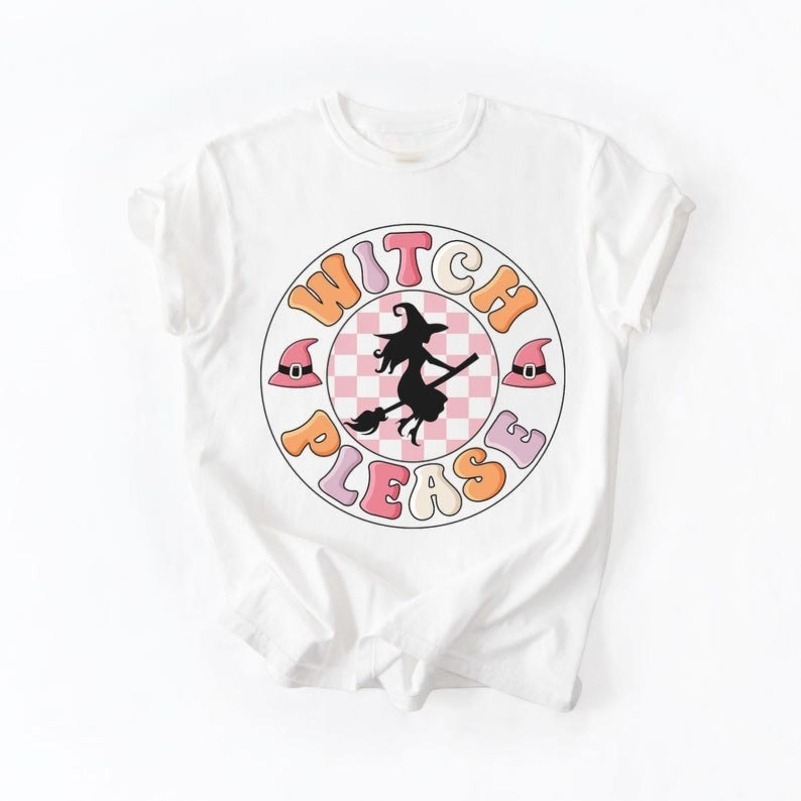 Halloween Witch Please Graphic Tee Retro Design Witchcore Casual ...