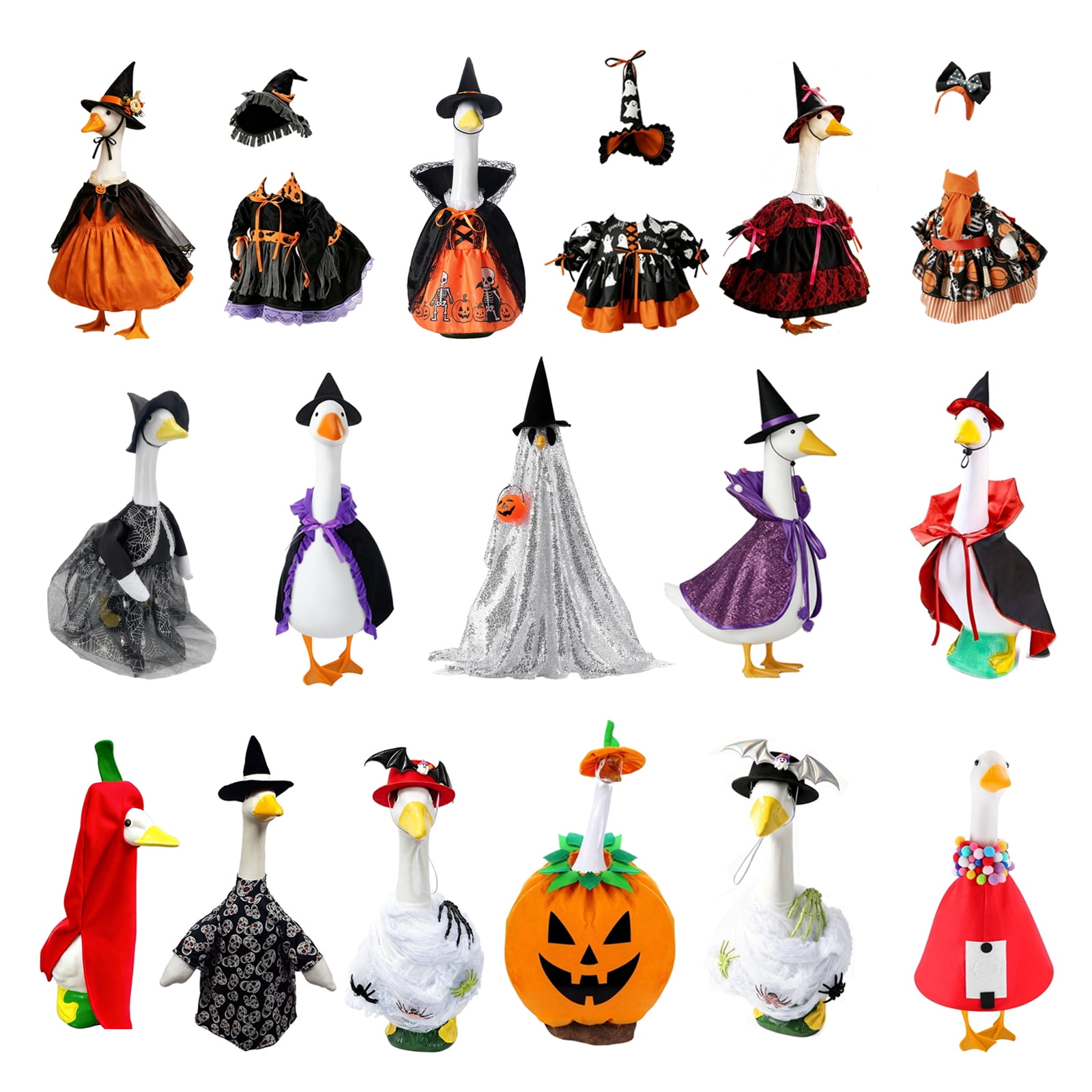 Halloween Witch Porch Goose Outfit Set for 23 Inch Goose Statue, Purple ...