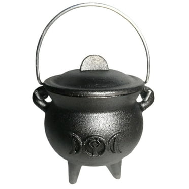 Pentagram Pentacle Cast Iron Cauldron With Lid and Handle, Witches Cauldron, Great For Use With ...