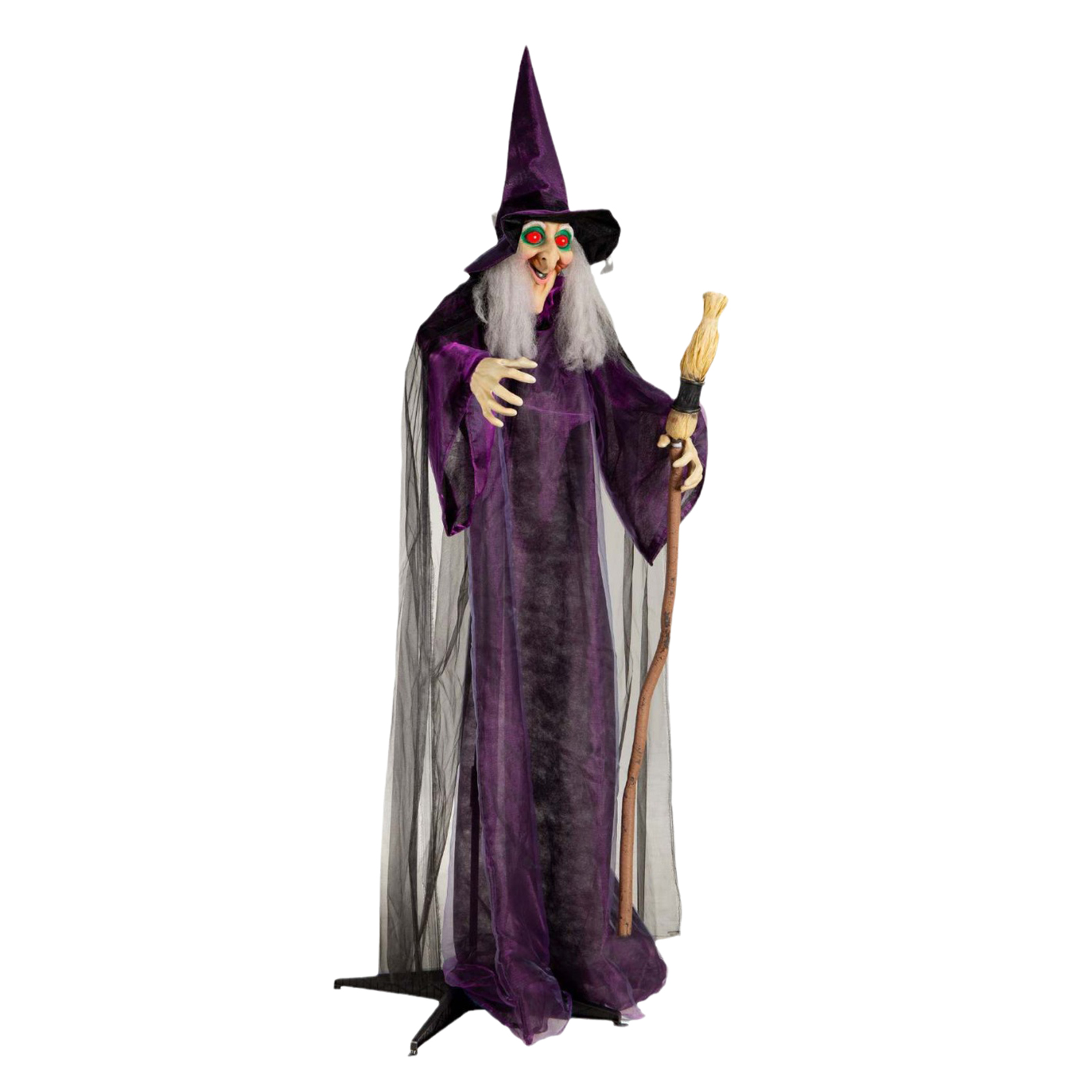 Halloween Witch Prop Animated Evil Witch Statue with LED Glowing Eyes ...
