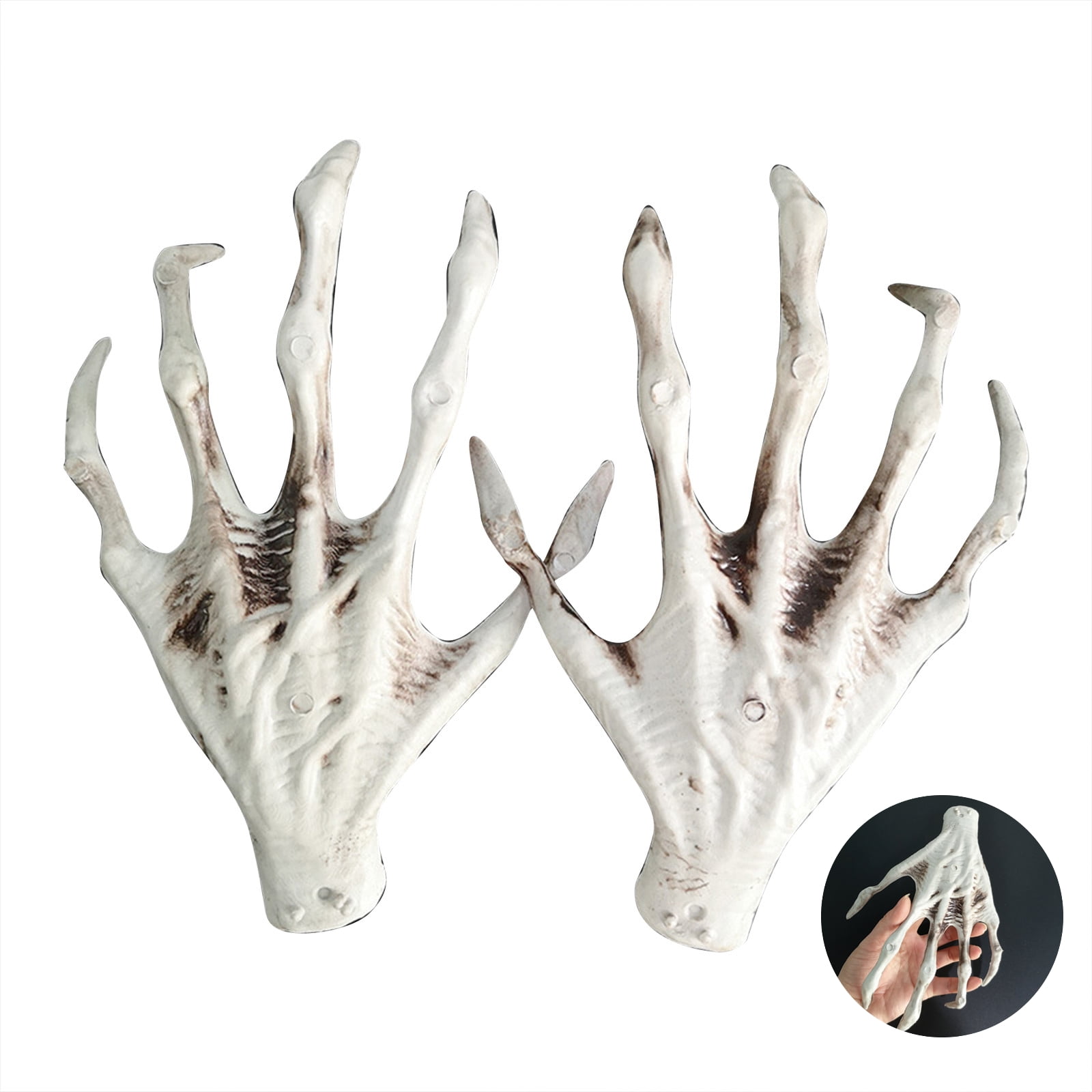 Halloween Witch Skeleton Hands - 1 Pair Realistic Plastic Scary ...