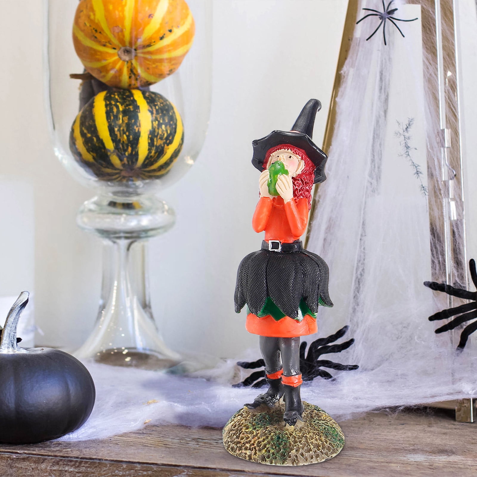 Halloween Witch Statue Resin Figurine | Cauldron Desktop Ornament ...