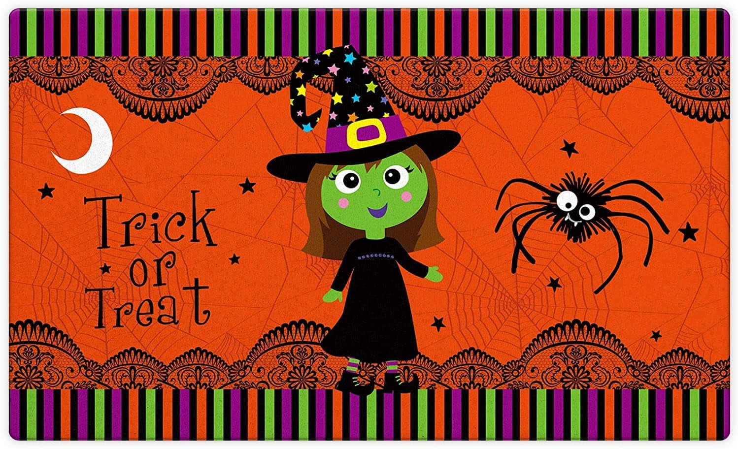 Halloween Witch Trick or Treat Home Front Porch Rugs Indoor Outdoor ...