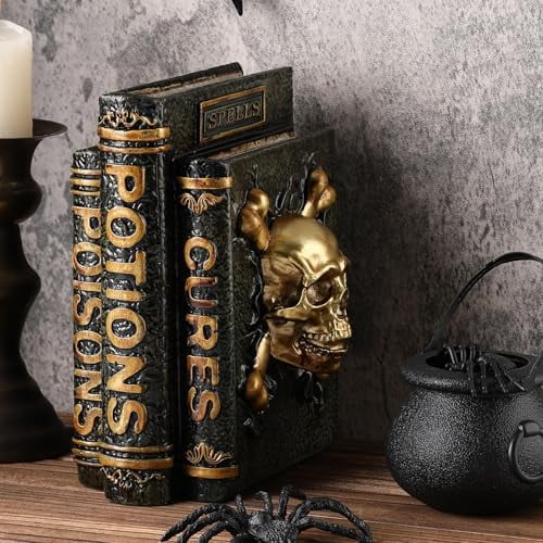 Halloween Witch & Wizard Spellbook Tabletop Decoration – Skull Style ...