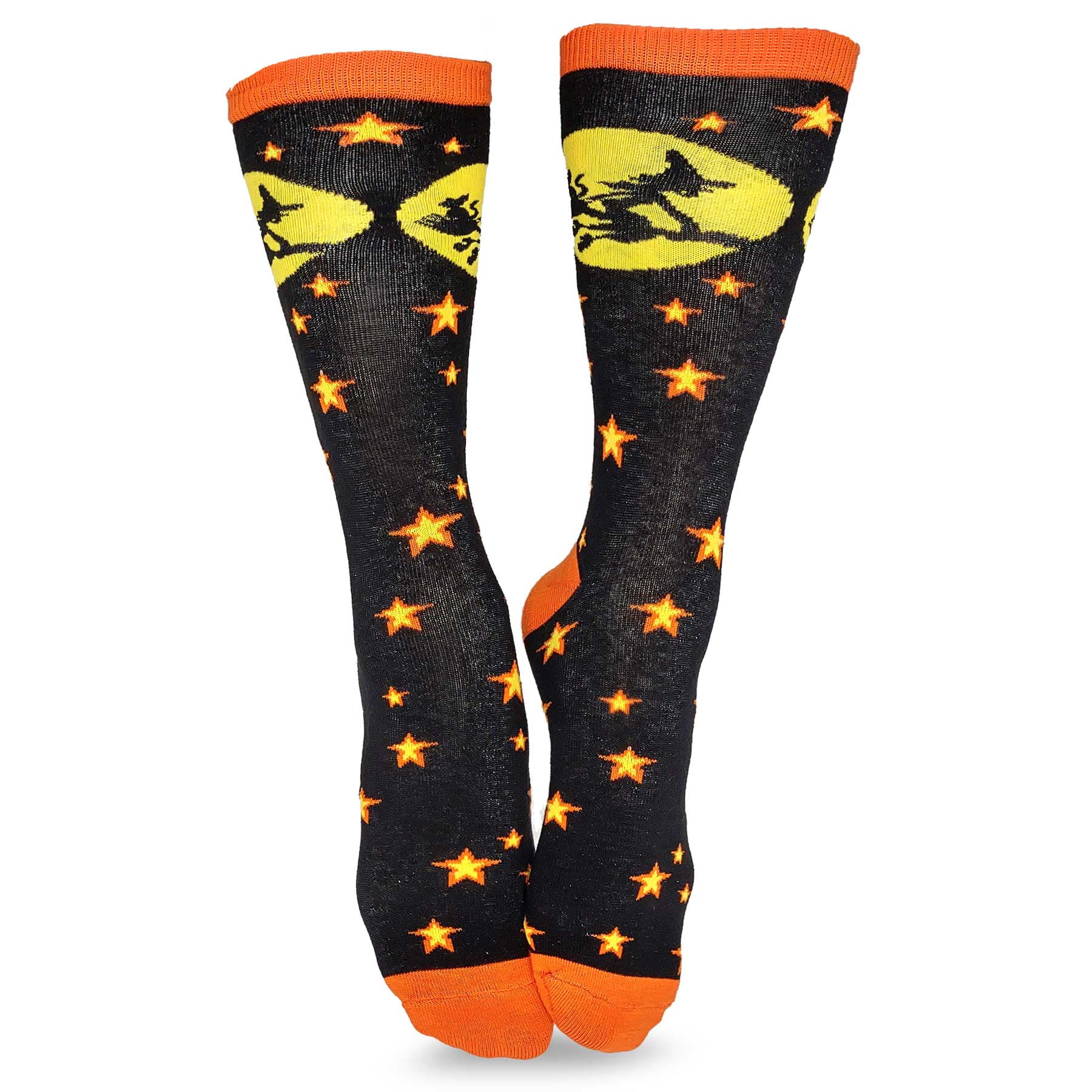 Halloween Witch on Broomstick Black Orange Novelty Socks for Women 1 ...