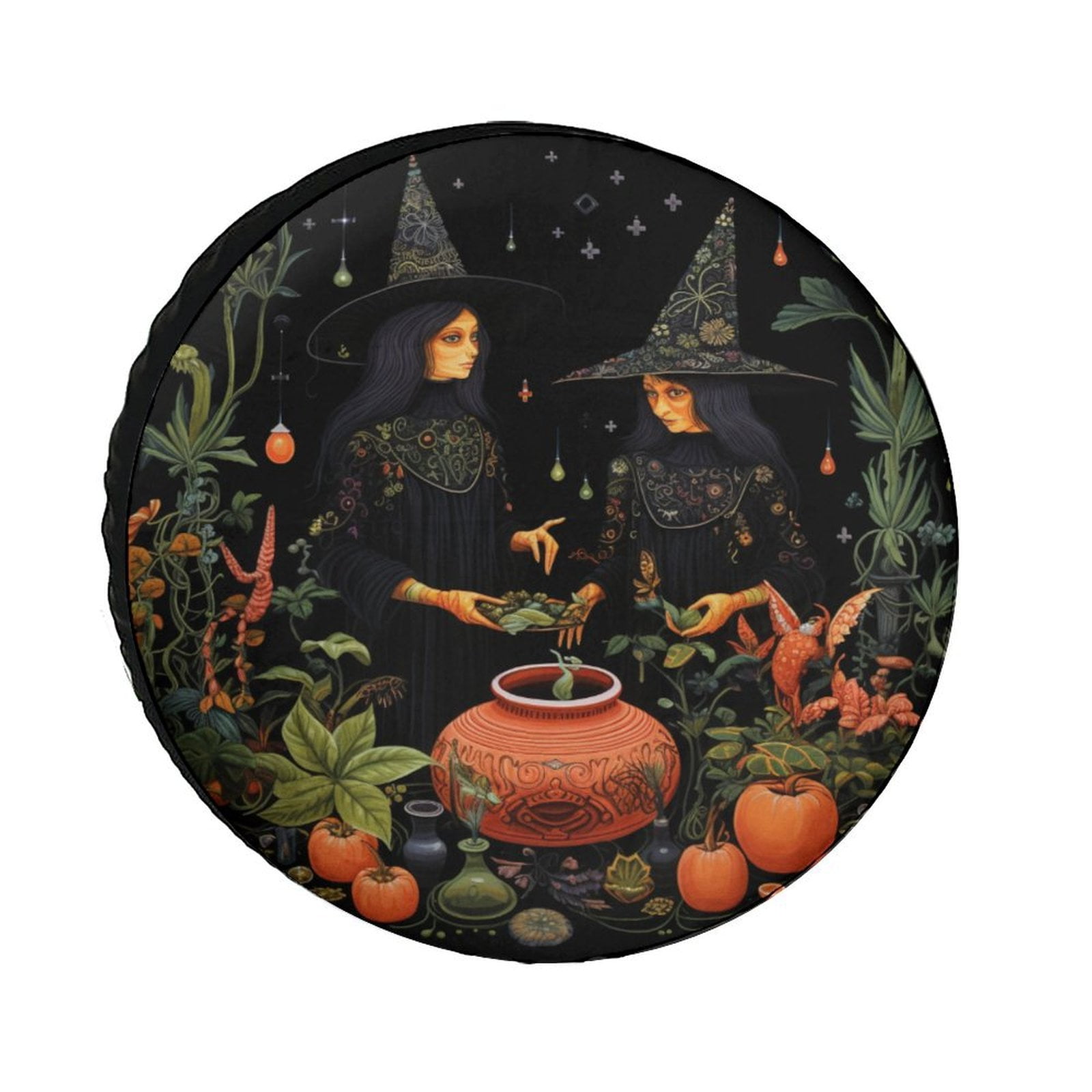 Halloween Witches And A Pot Camping Spare Tire Cover Halloween Witch ...