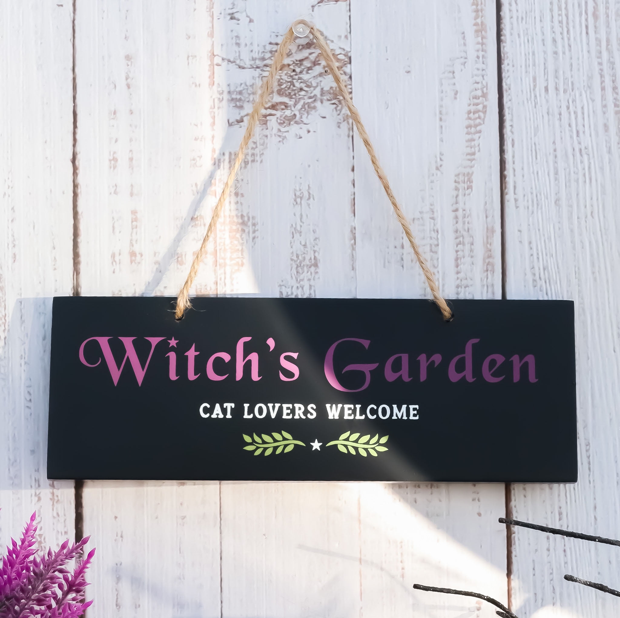 Halloween Witchraft Wicca Witch's Garden Cat Lovers Welcome MDF Wood ...