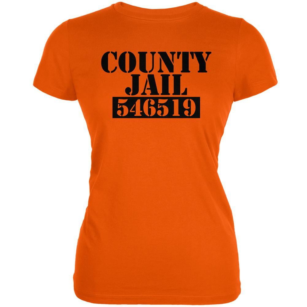 Halloween Women's Juniors County Jail Inmate Costume Orange Short ...