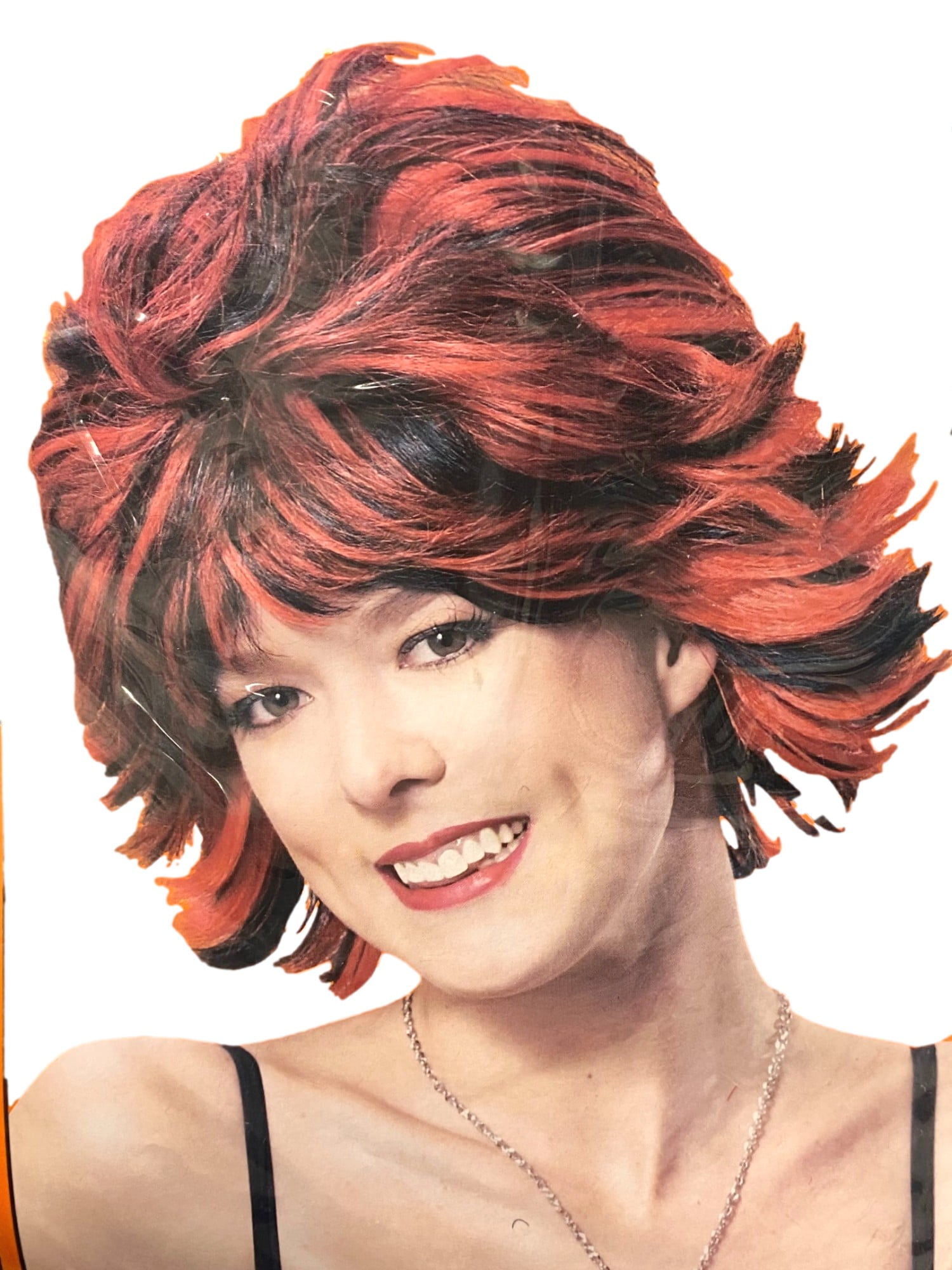 Halloween Womens Choppy Layered Short Red & Black Wig - Walmart.com