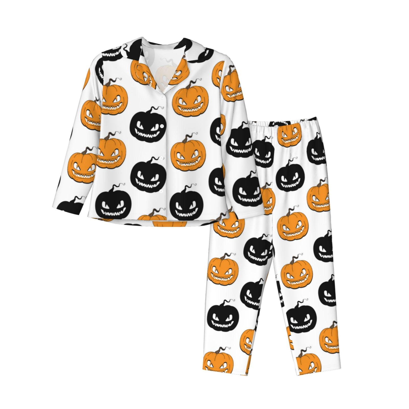 Halloween Womens Pajamas Sets 2 Pack - pumpkins halloween elements Long ...