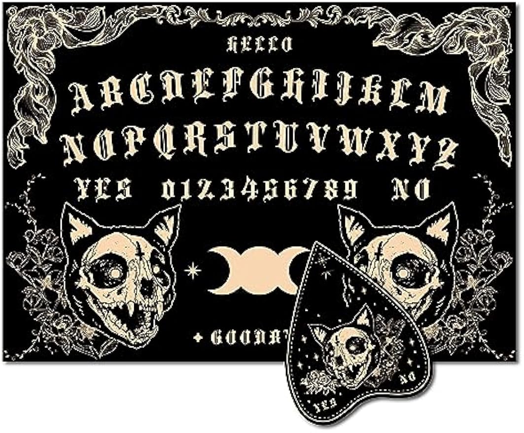 Halloween Wood Spirit Talking Board with Gothic Design Skull Rectangle ...