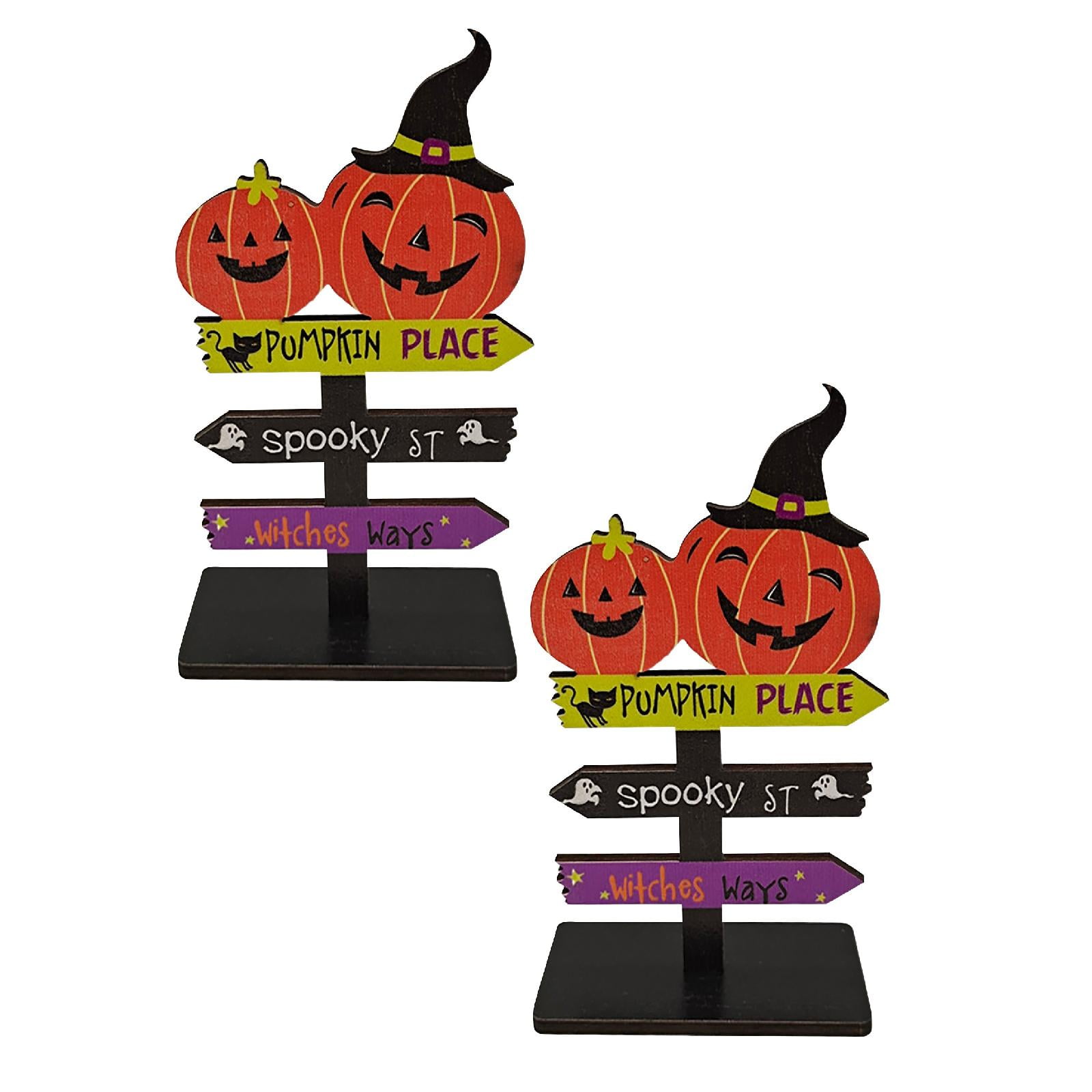 Halloween Wooden Block Sign Decor Table Mantle Wood Signs With ...
