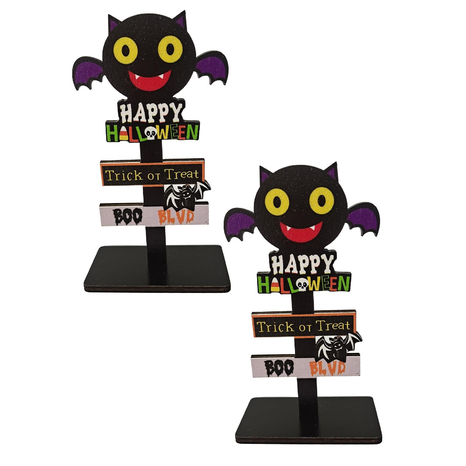 Halloween Wooden Block Sign Decor Table Mantle Wood Signs With ...
