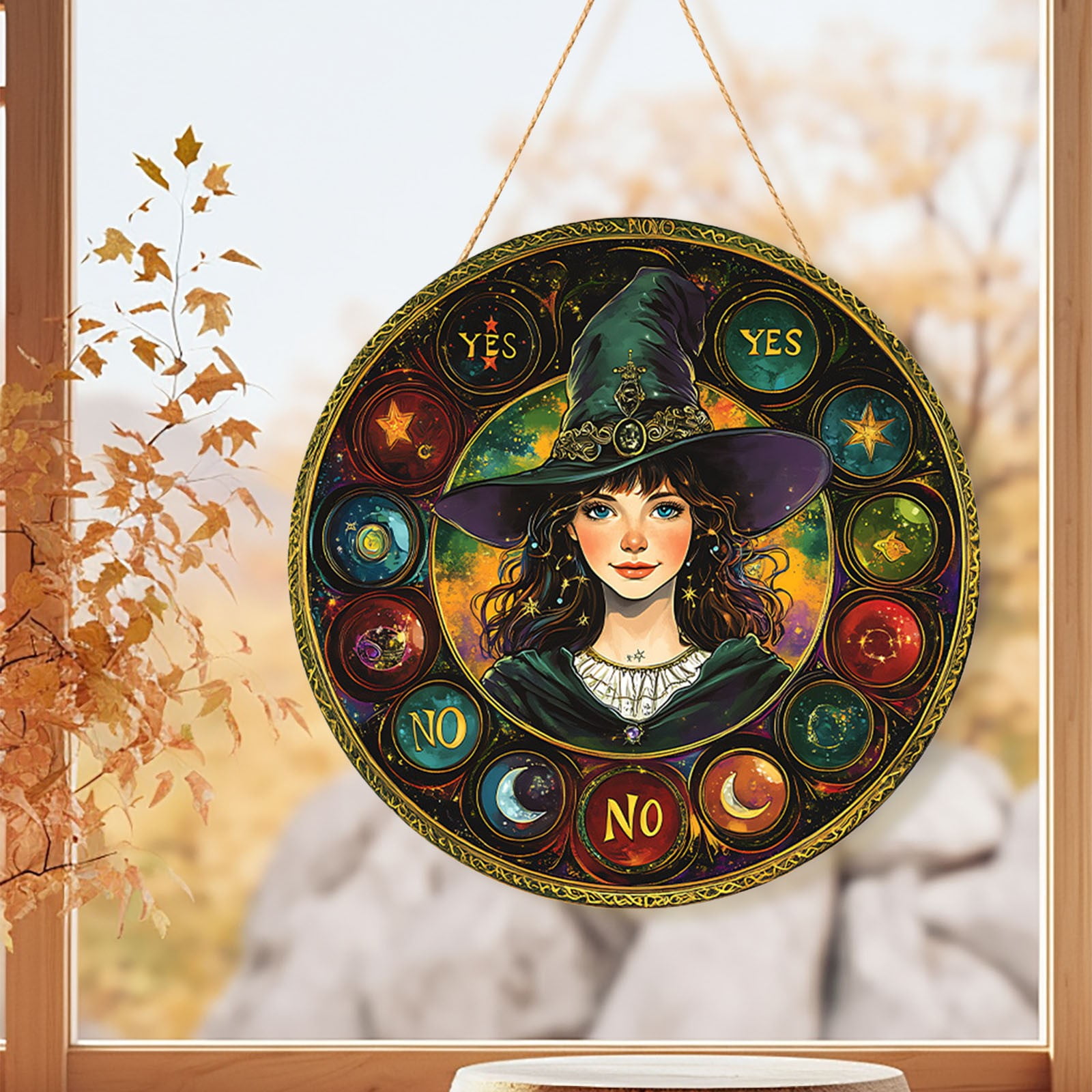 Halloween Wooden Door Hanger - Witch Broom & Black Cats Welcome Sign ...