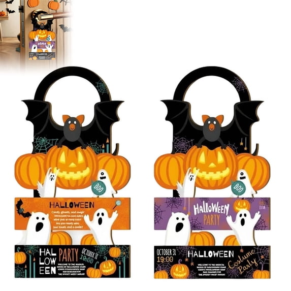 Halloween Wooden Hanging Pumpkin Pendant in Orange Craft for Home Door ...