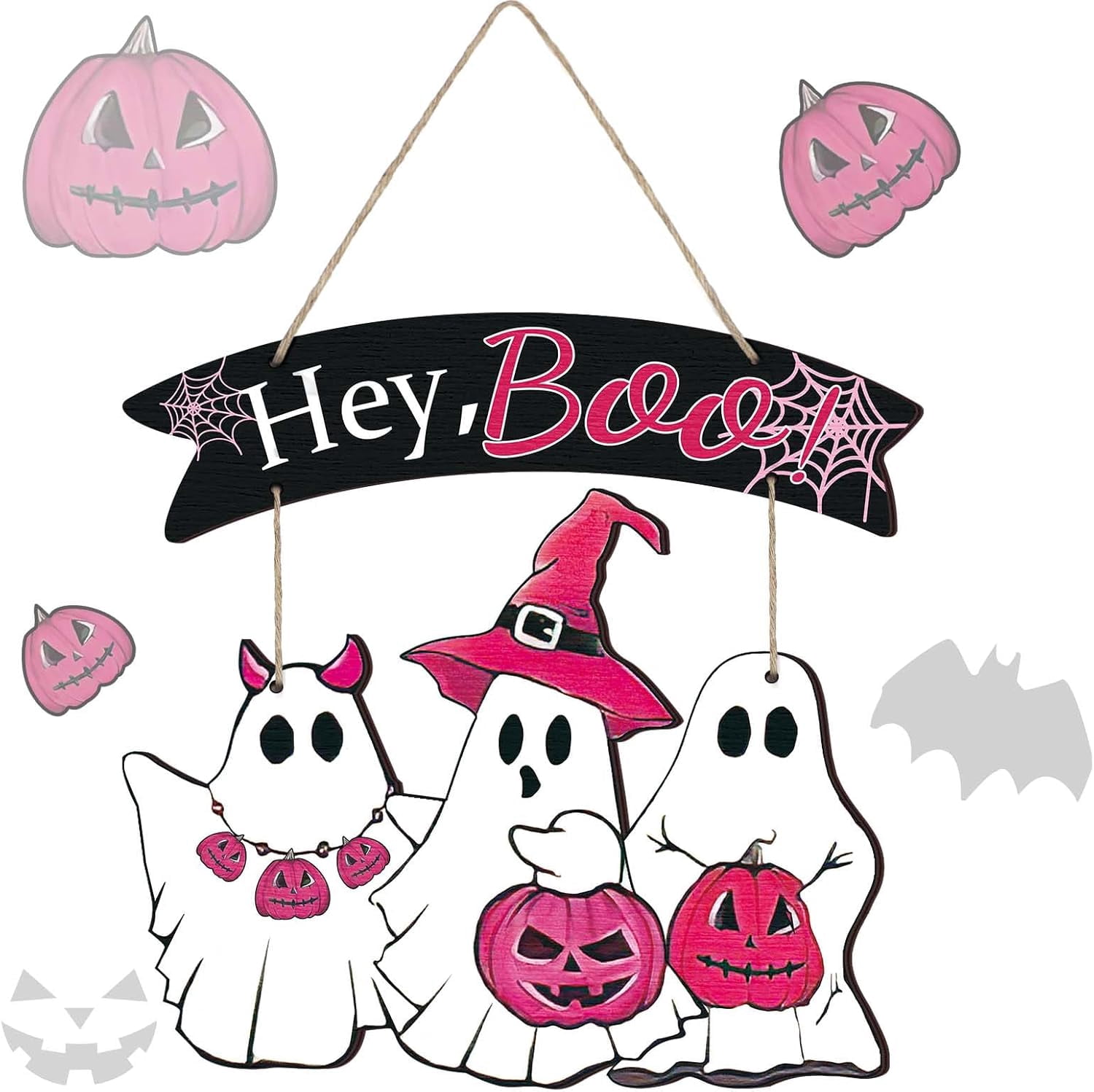 Halloween Wooden Wall Decor Halloween BOO Decorations Ghost Hanging ...