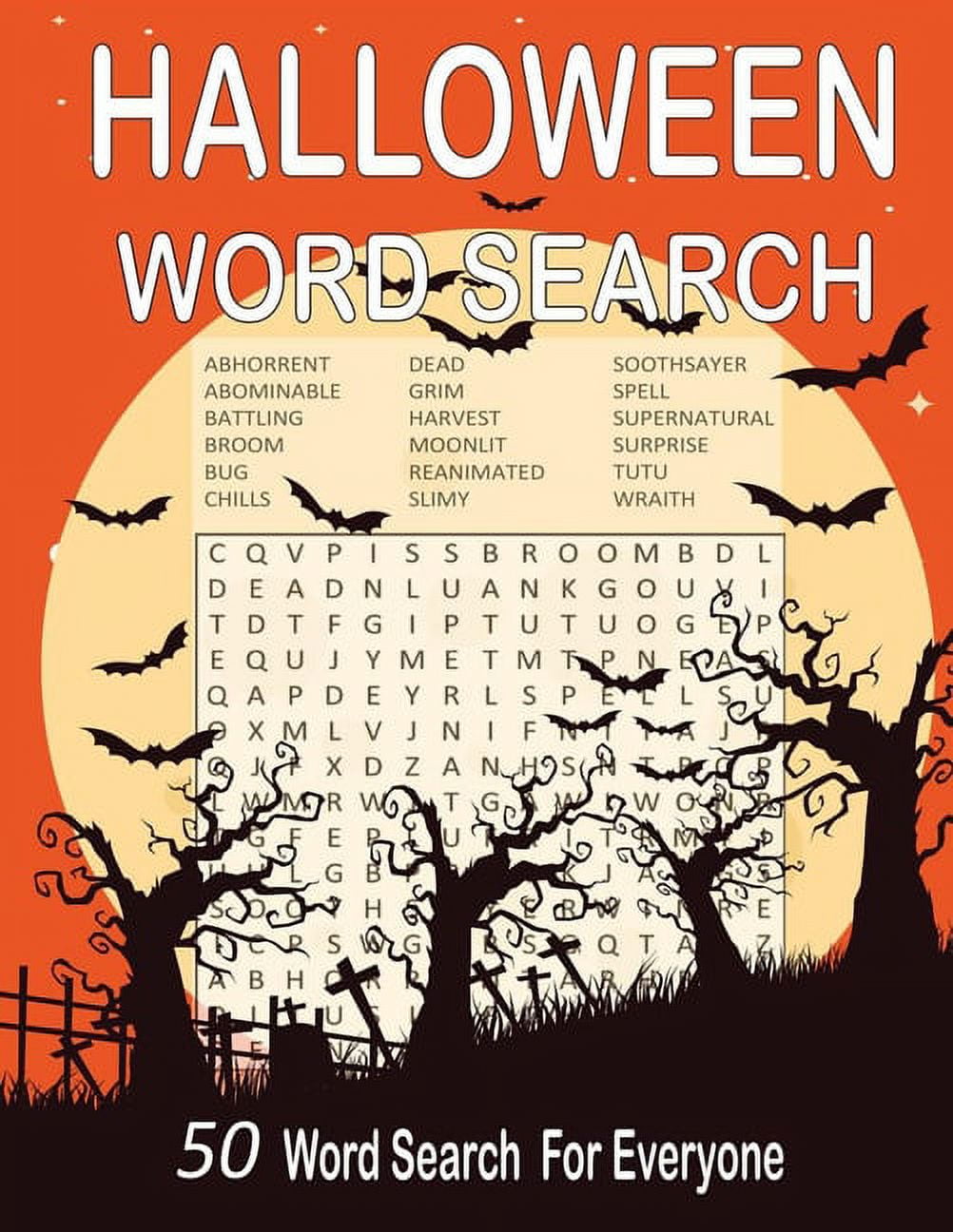 Halloween Word Search: Puzzle Book for Adult with Solutions, Easy to ...