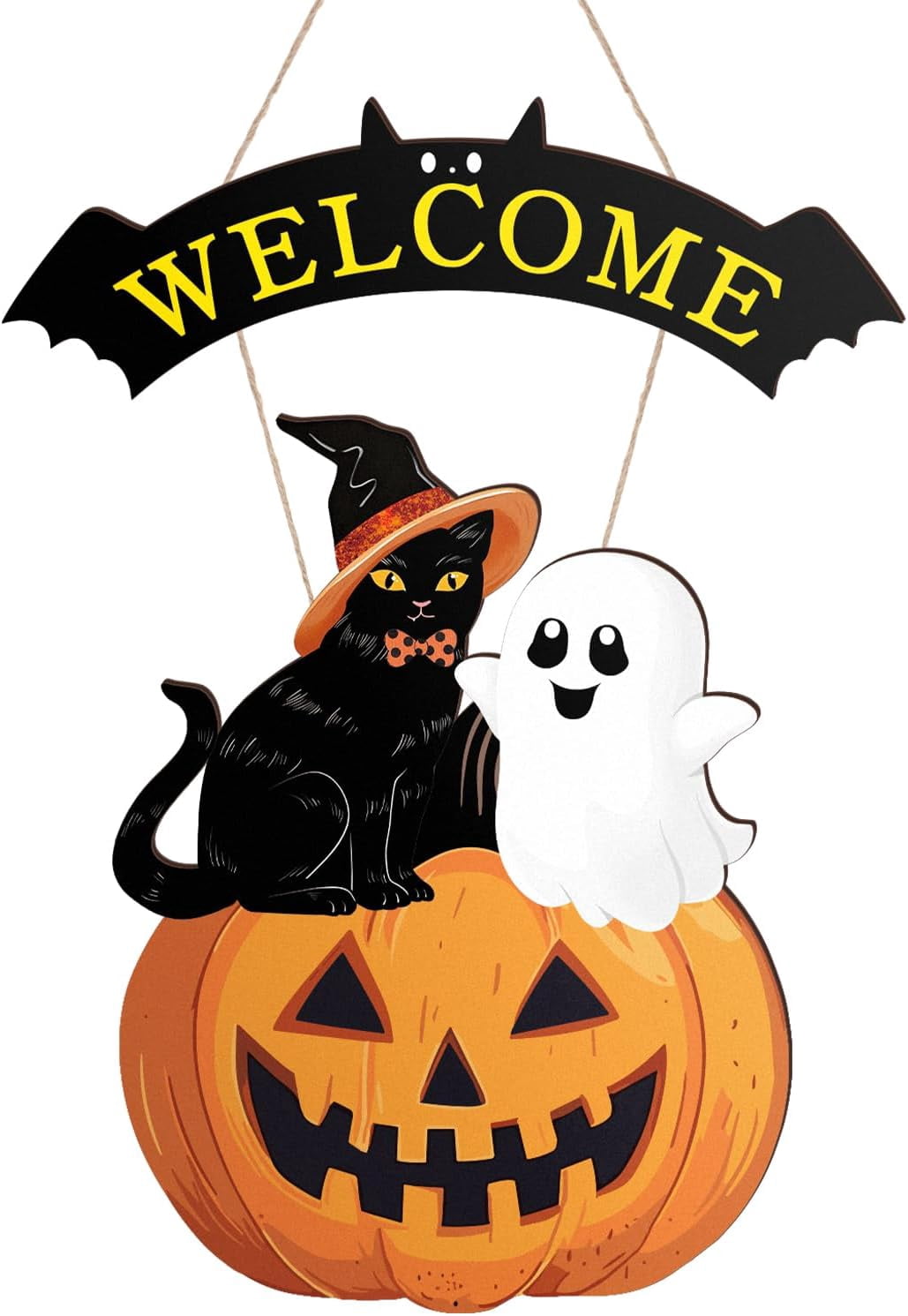 Halloween Wreath Door Sign Welcome Sign for Front Door, Halloween ...