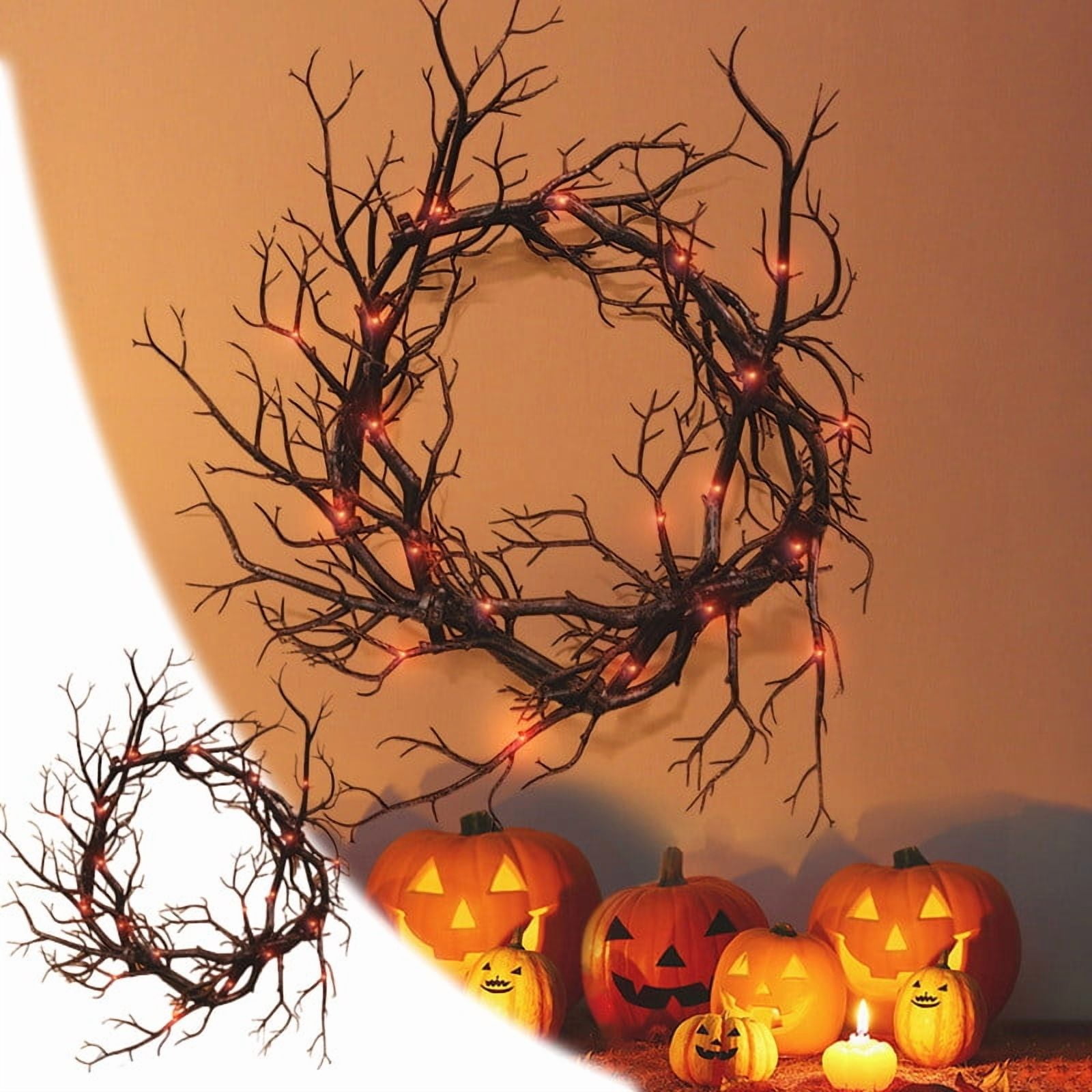 Halloween Wreath for Front Door Scary Wreath with Realistic Dead Vine ...