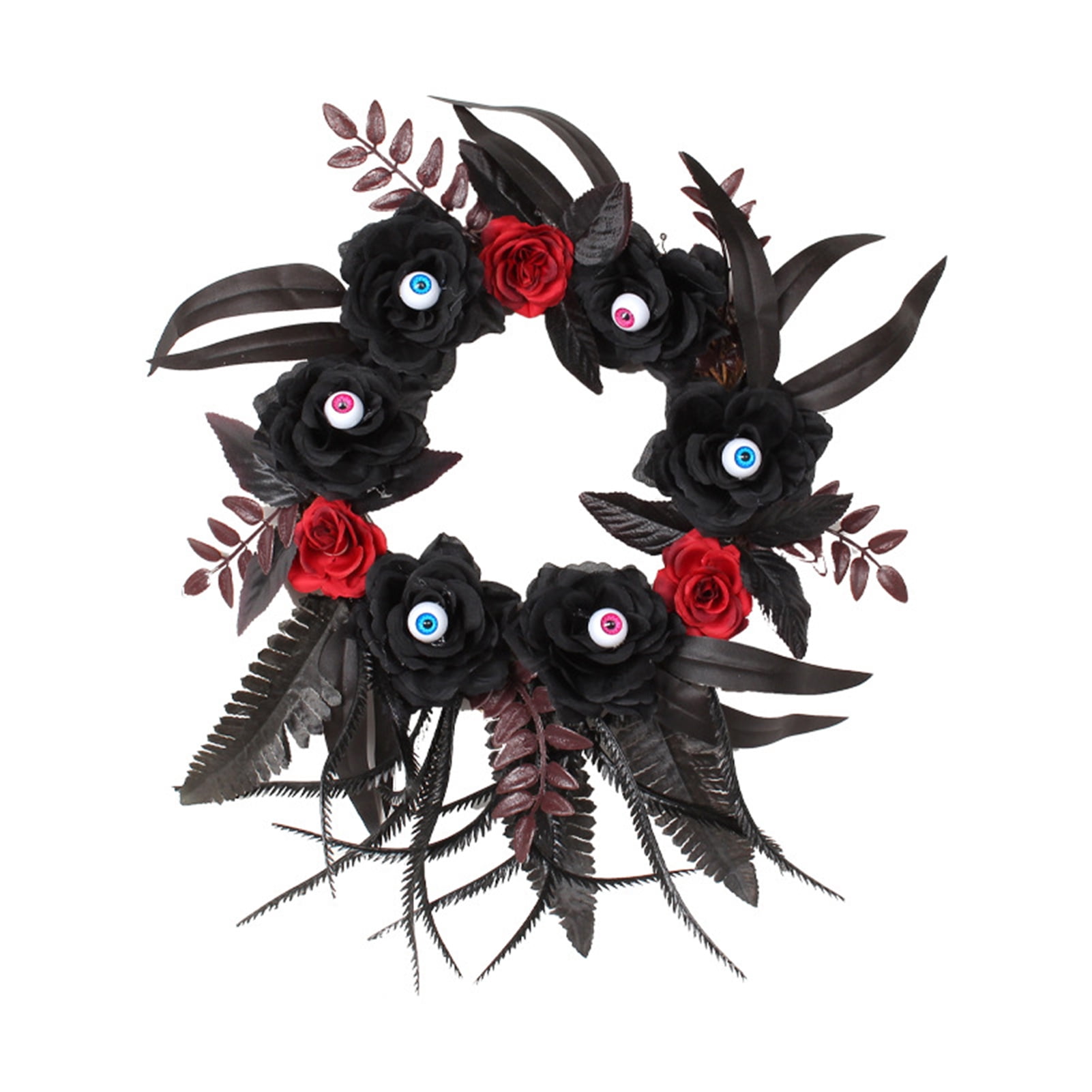 Halloween Wreath Gothic Eyeball Artificial Flower Vine Black Garland ...