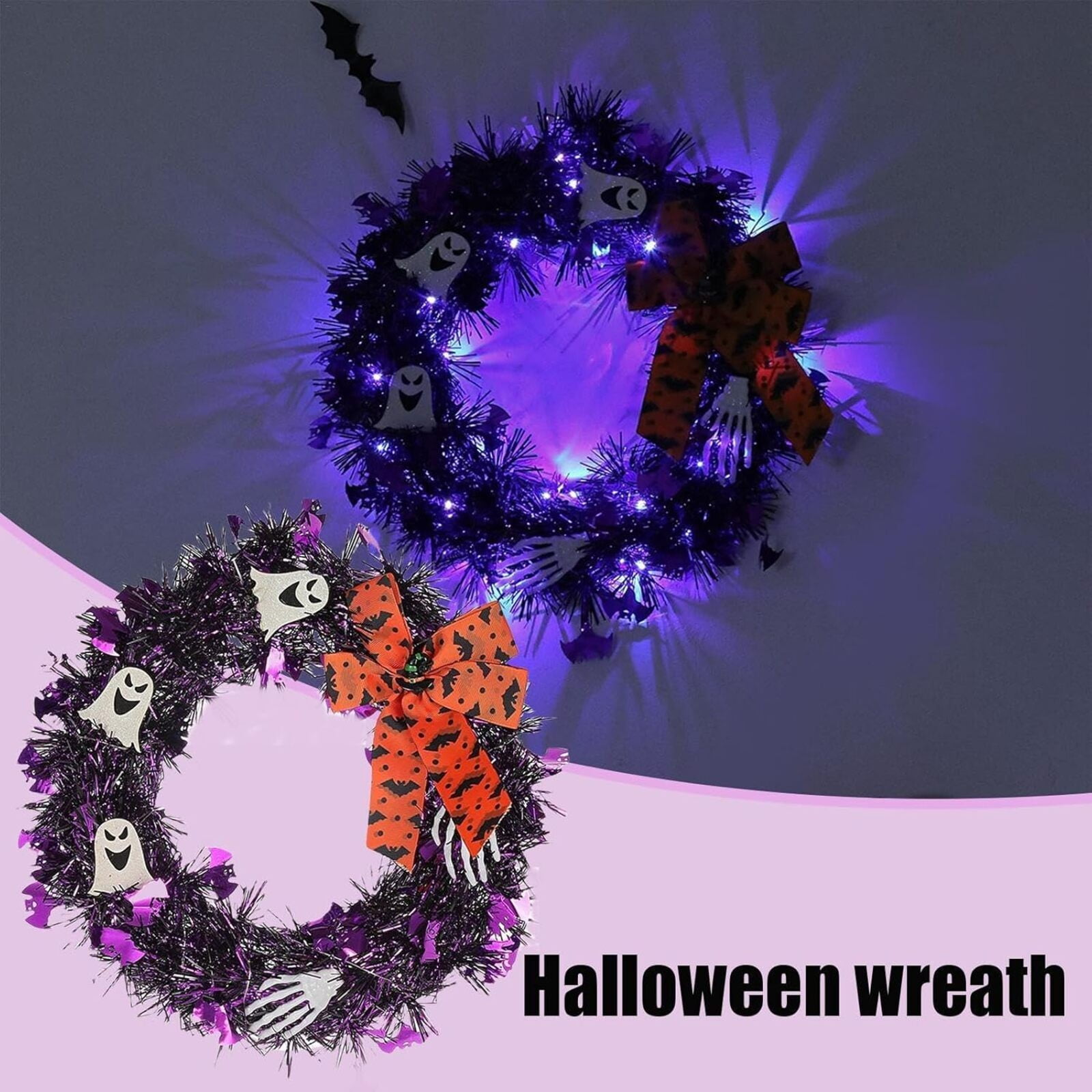 Halloween Wreath Gothic Wreath Skeleton Hand Design Roses Great For ...
