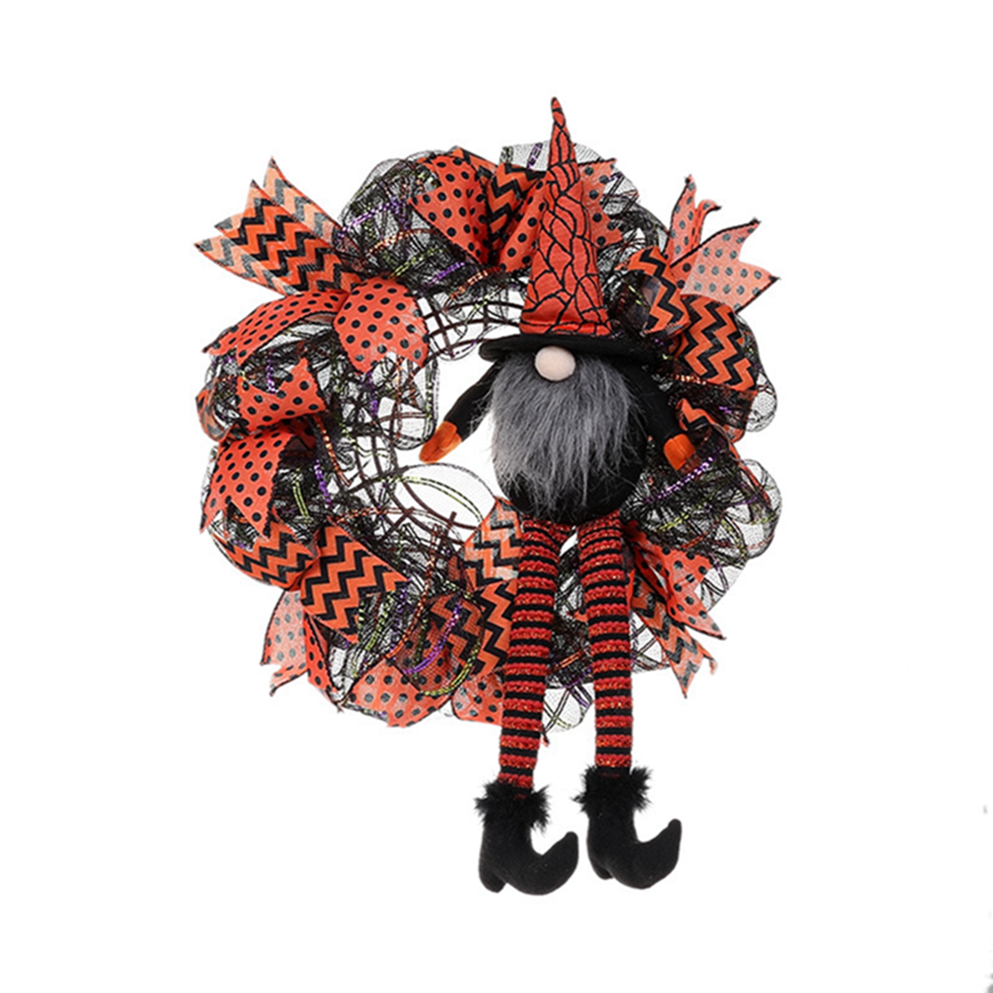 Halloween Wreath for Front Door, Gnome Witch Artificial Wreath, Creepy ...