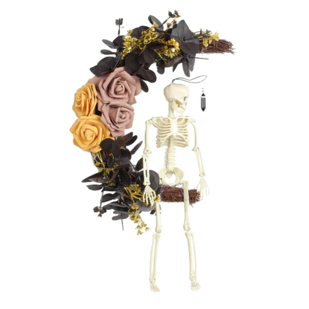 Halloween Wreaths for Front Door Halloween Moon Wreath with Skeleton ...