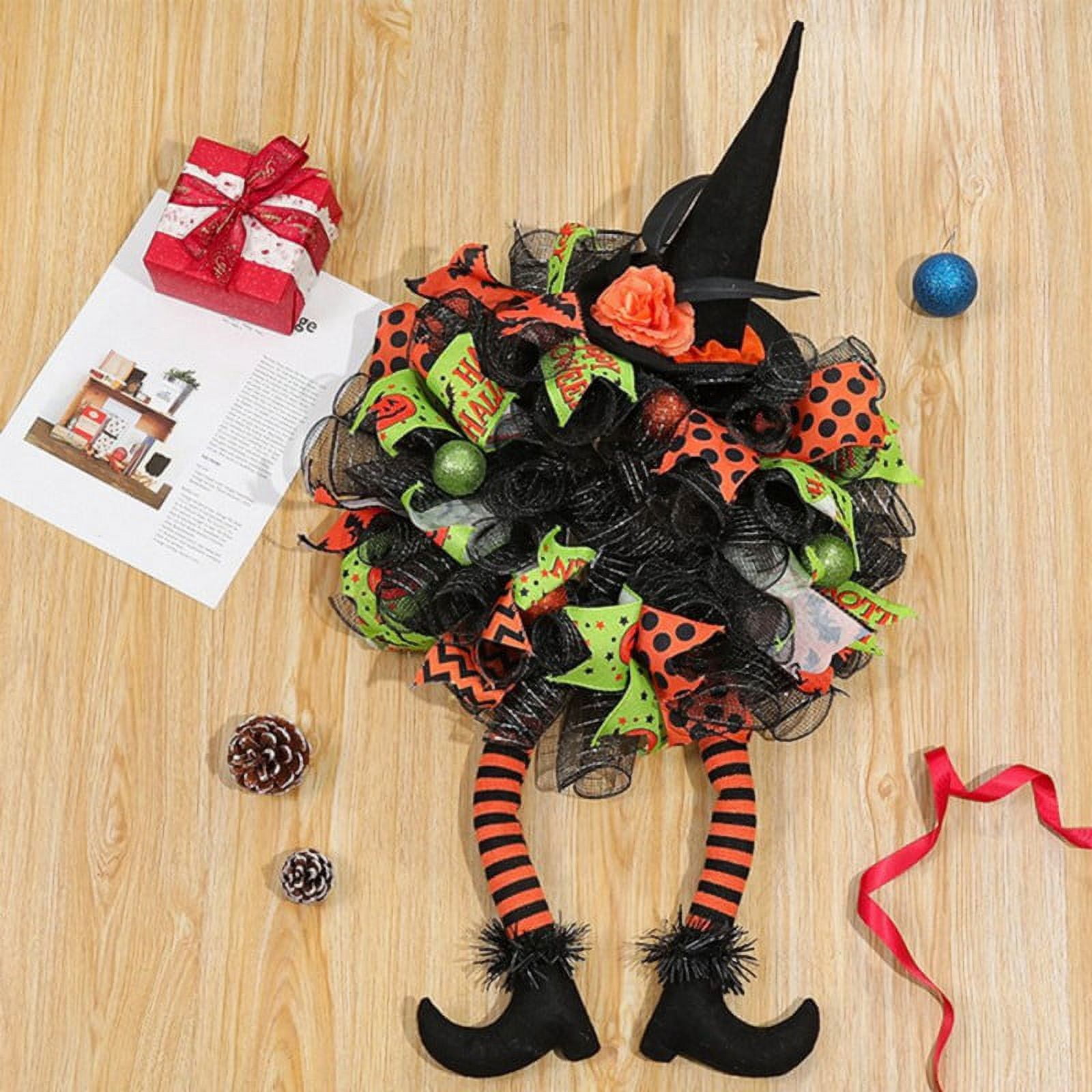 Halloween Wreaths for Front Door, Halloween Witch Wreath Black Wreath ...