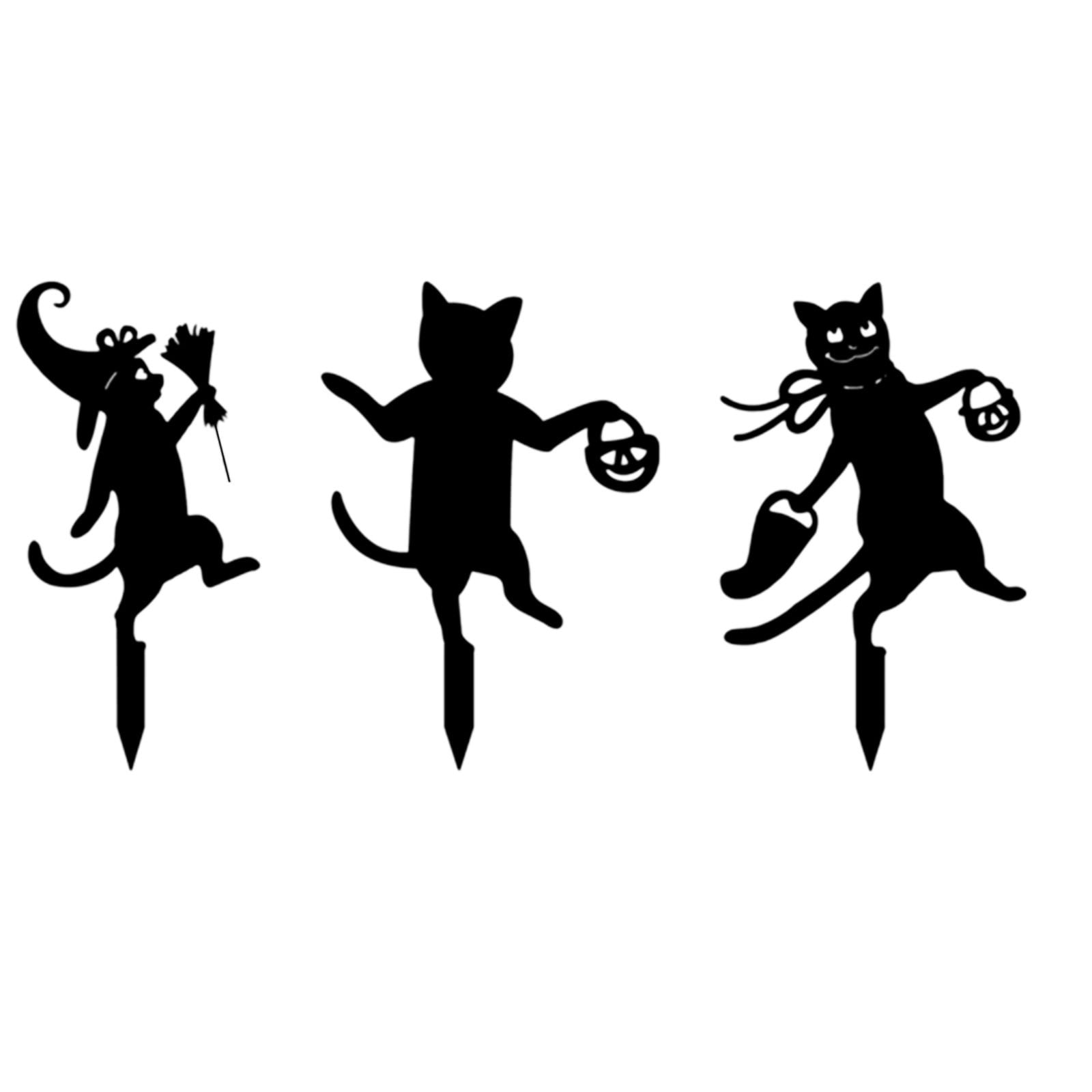Halloween Yard Decor,Black Metal Cat Silhouette Yard Signs with Stakes ...
